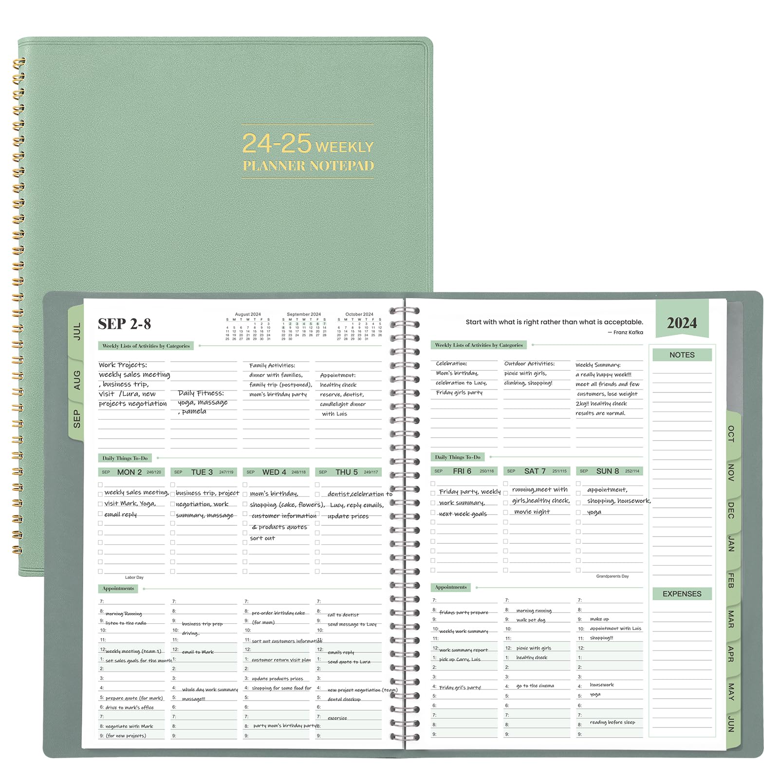 2024-2025 Planner - 3-Tier Down Weekly & Monthly Planner Notepad, 11.38 ...