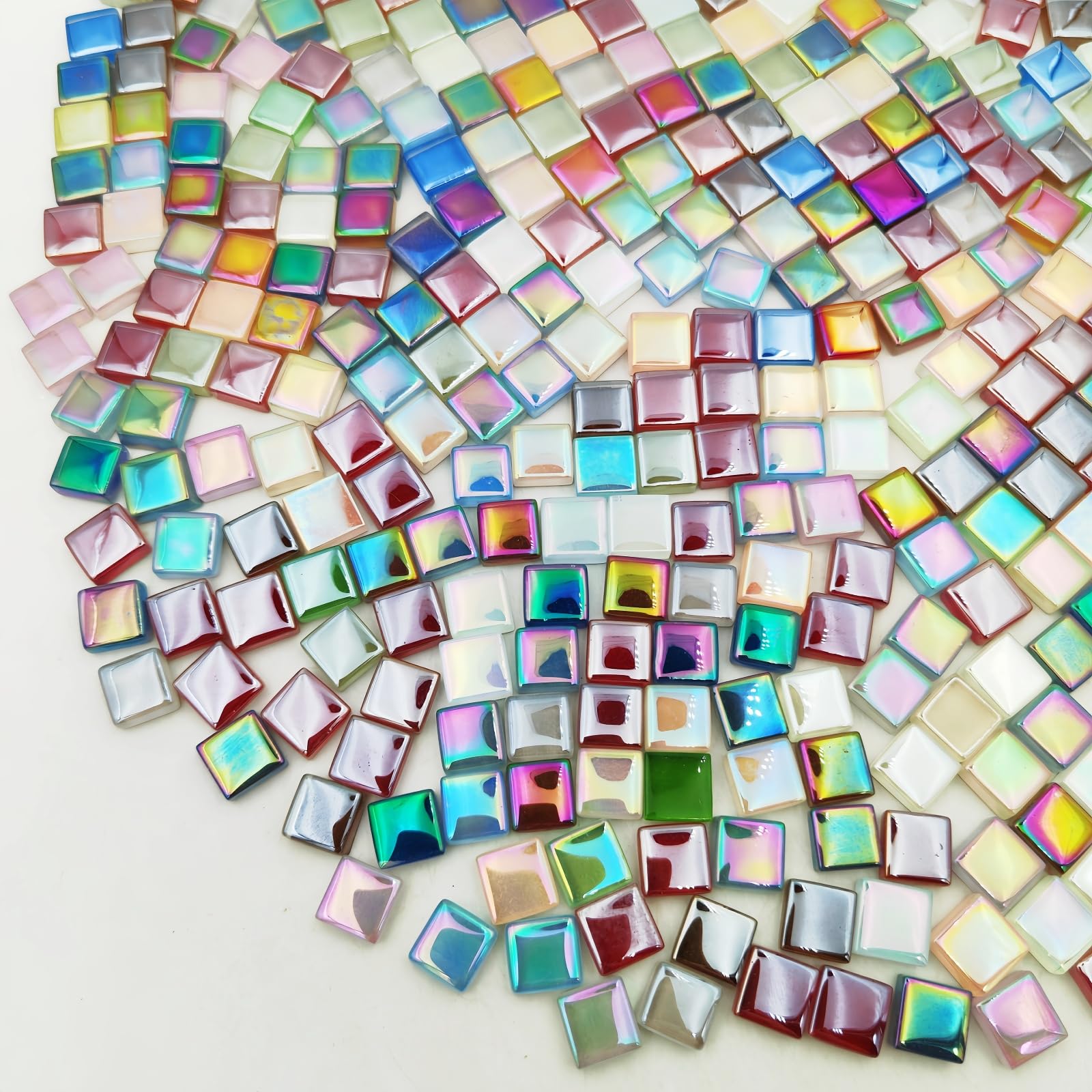 Amazon.com: 1.1lb Square Crystal Mosaic Tiles, Iridescent Mosaic Glass ...