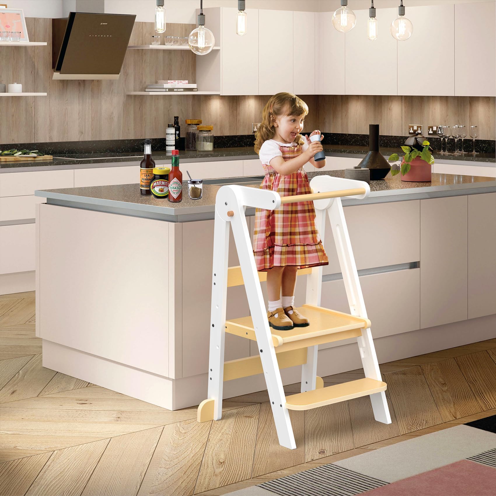 Amazon.com: Mr IRONSTONE Foldable Toddler Step Stool, Toddler Kitchen ...