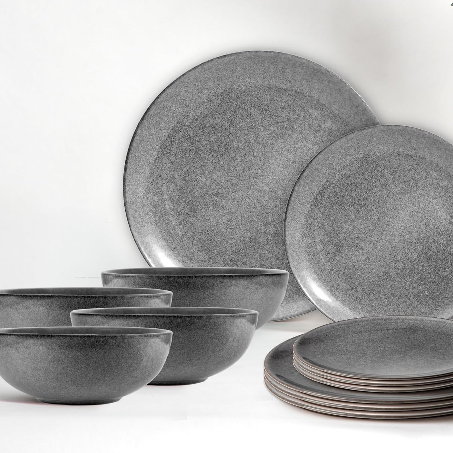 Anko Glazed Stoneware 12 pcs Dinner Set | Premium Crockery for Dining ...