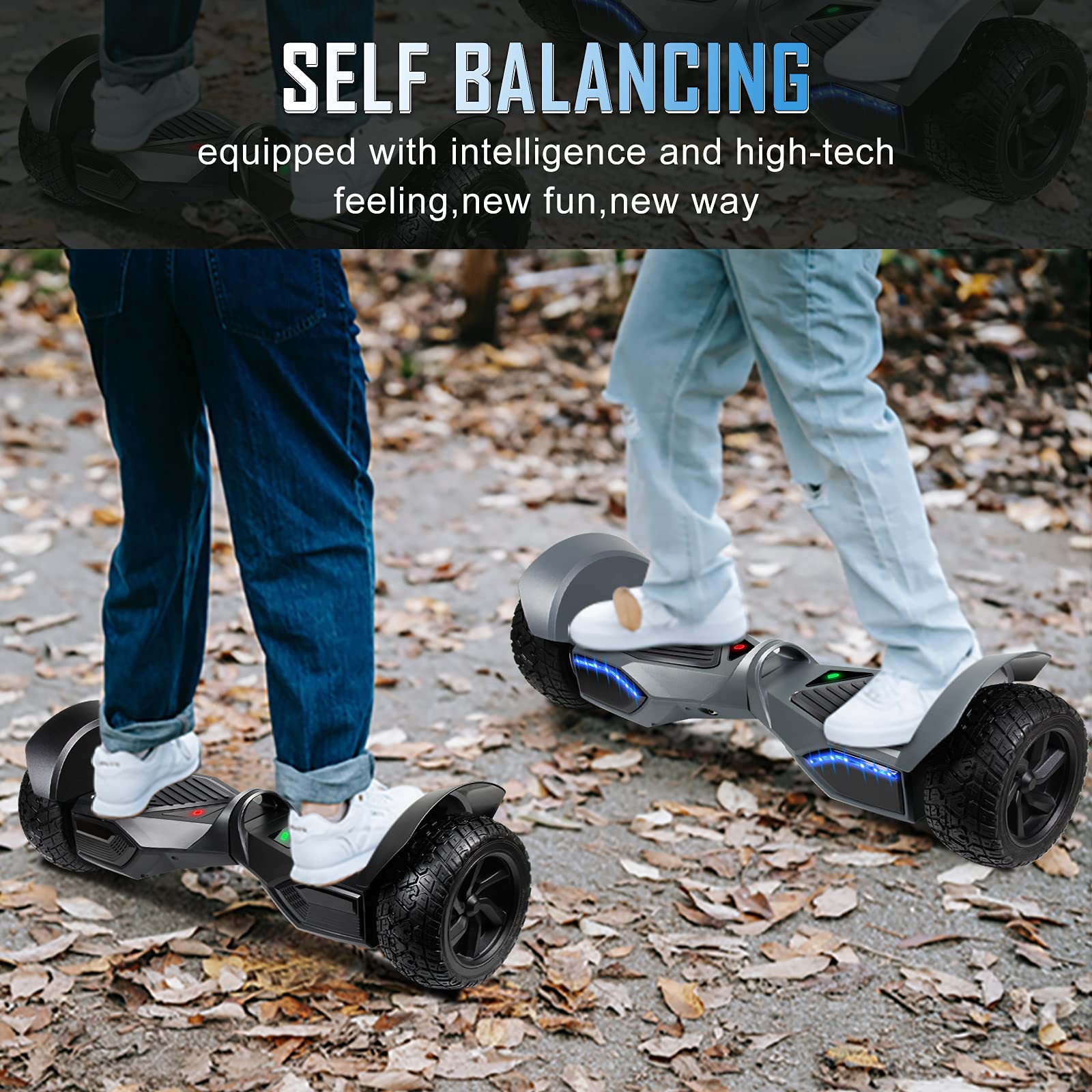 SISIGAD Off-Road Hoverboard, 8.5" Hoverboard, Two-Wheel Self Balancing ...