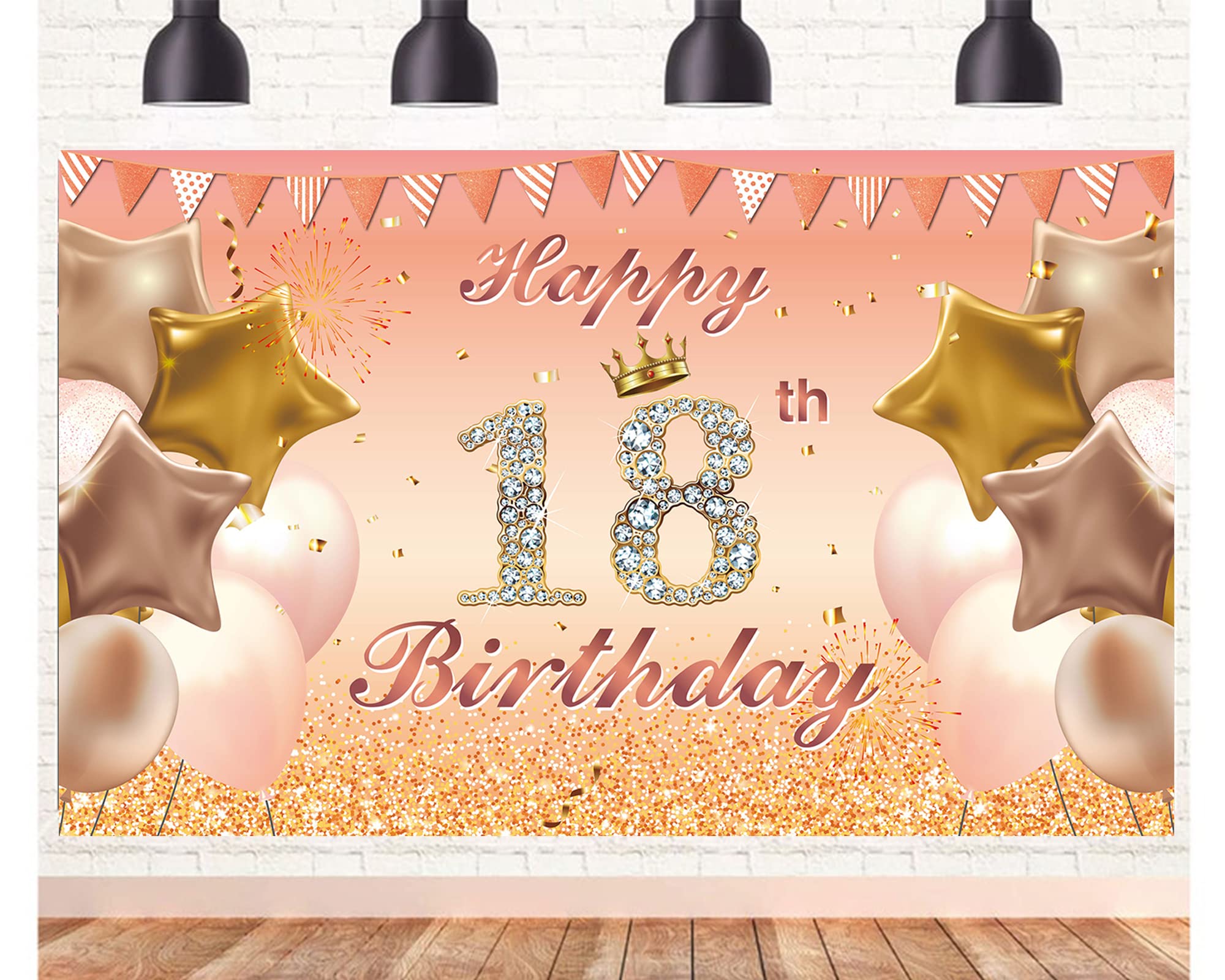 Happy 18th Birthday Banner,18th Birthday Decorations Rose Gold,Party ...
