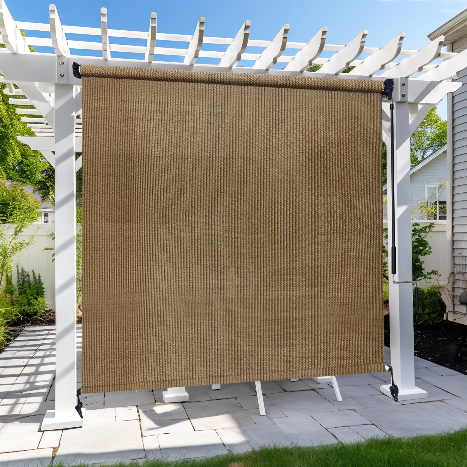 Snapklik.com : KANAGAWA Outdoor Roller Shade 6X6 Walnut Exterior ...