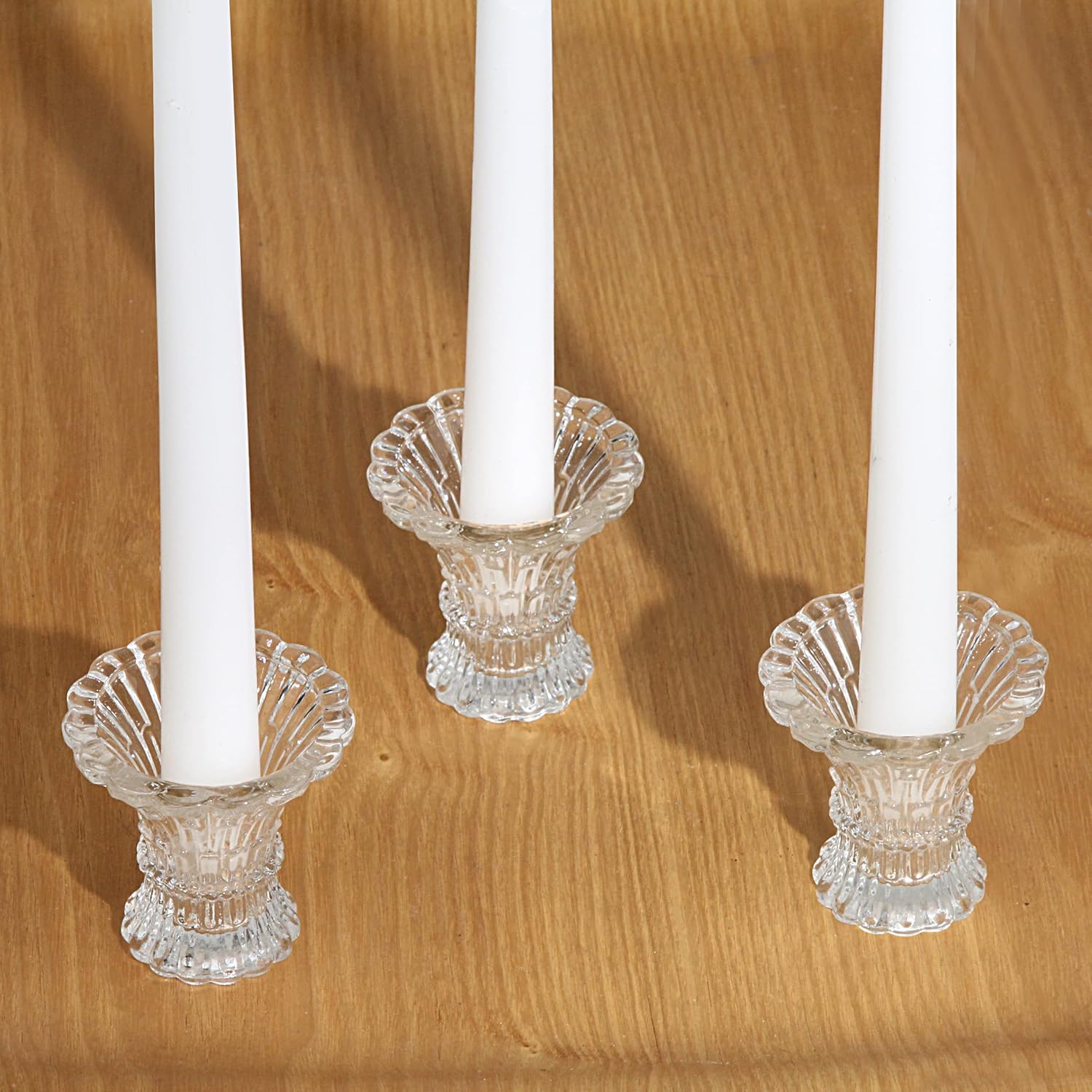 Buy Gurfuy Glass Long Candle Holders Set of 3 - Clear Glass Candlestick ...