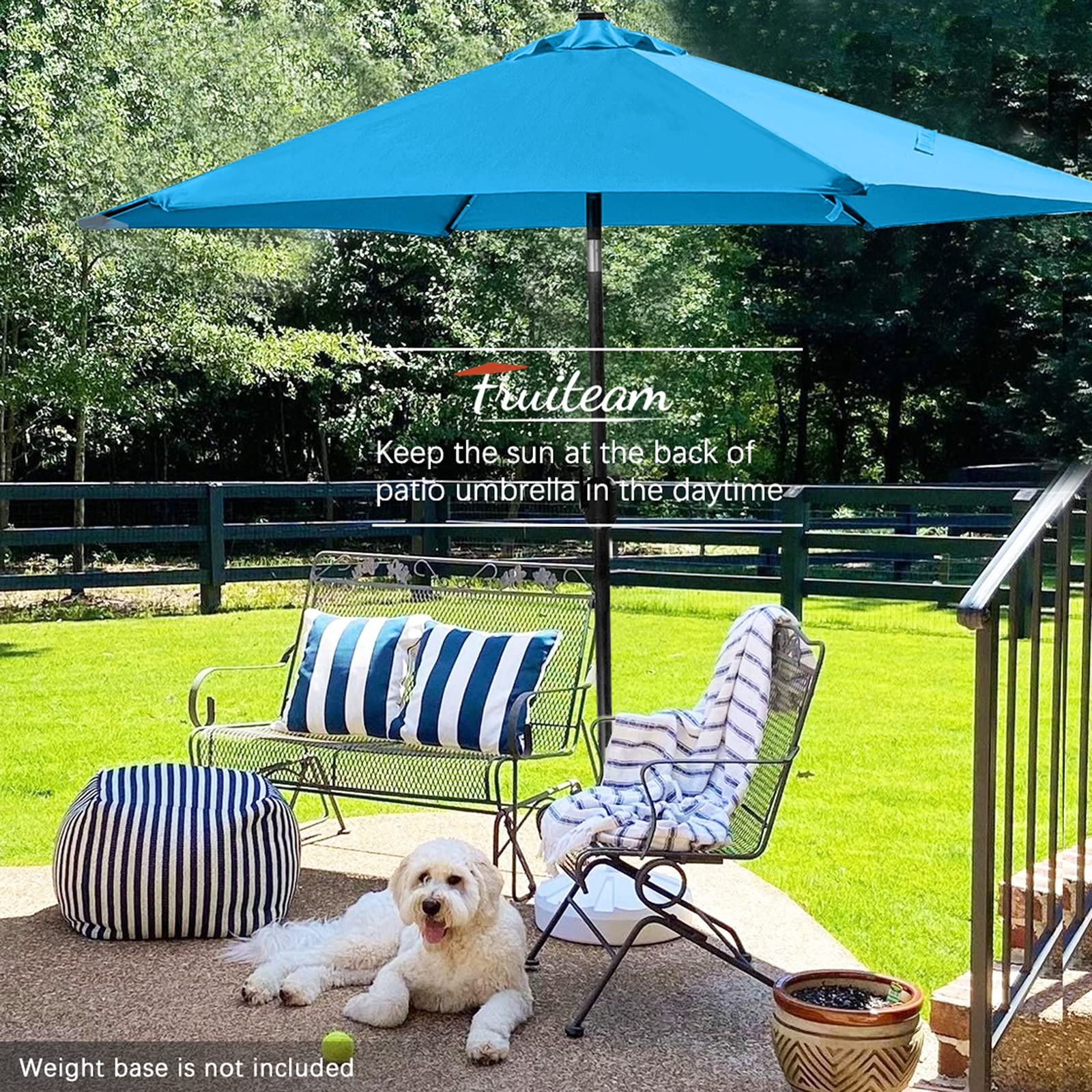 FRUITEAM 7 1/2 ft Solar LED Umbrella Solar Powered Umbrella Polyester ...