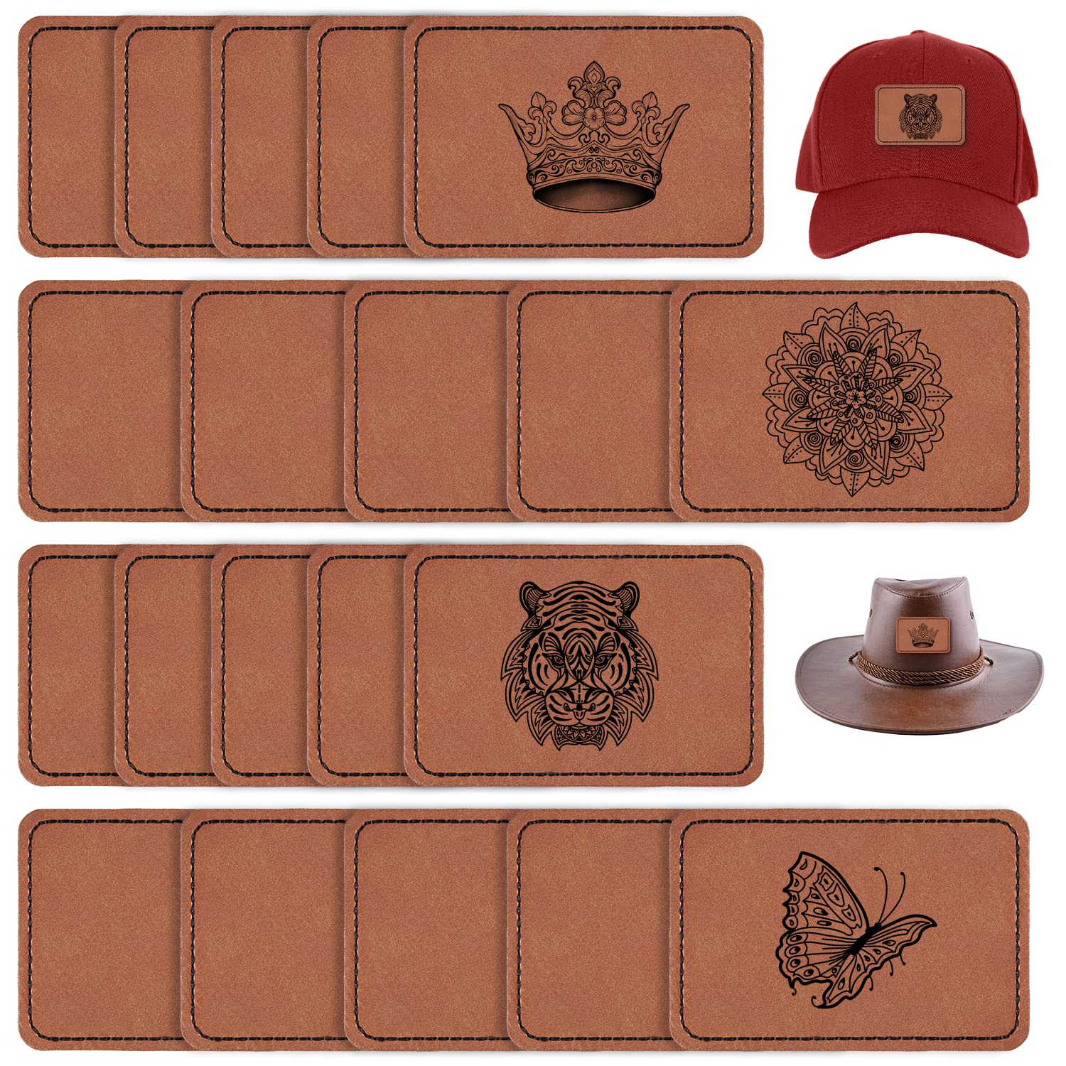 20pcs Leather Hat Patches, 3x2inch/7.6x5.1cm Blank Leather Patches for ...