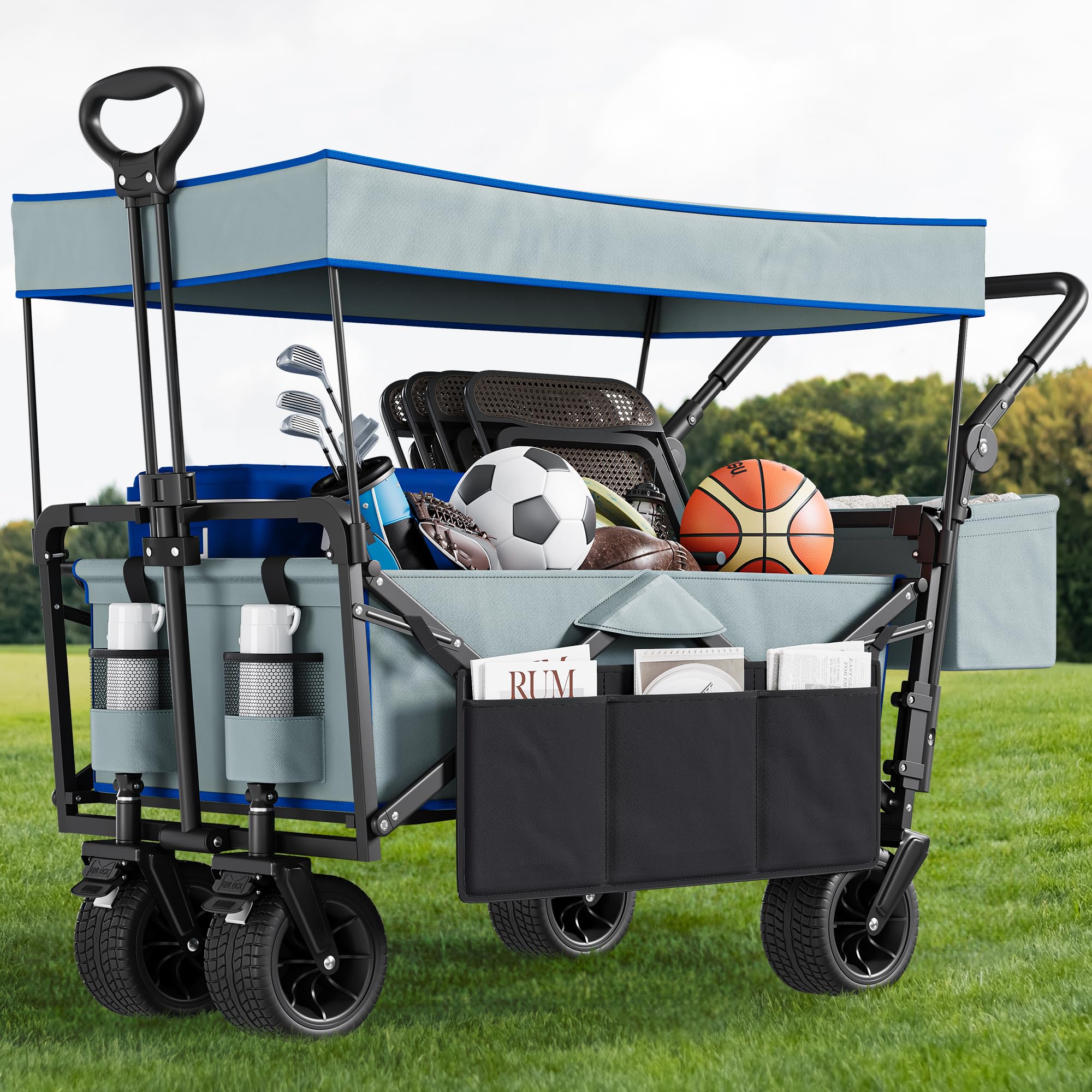 Snapklik.com : YITAHOME Large Collapsible Wagon w/Removable Canopy ...