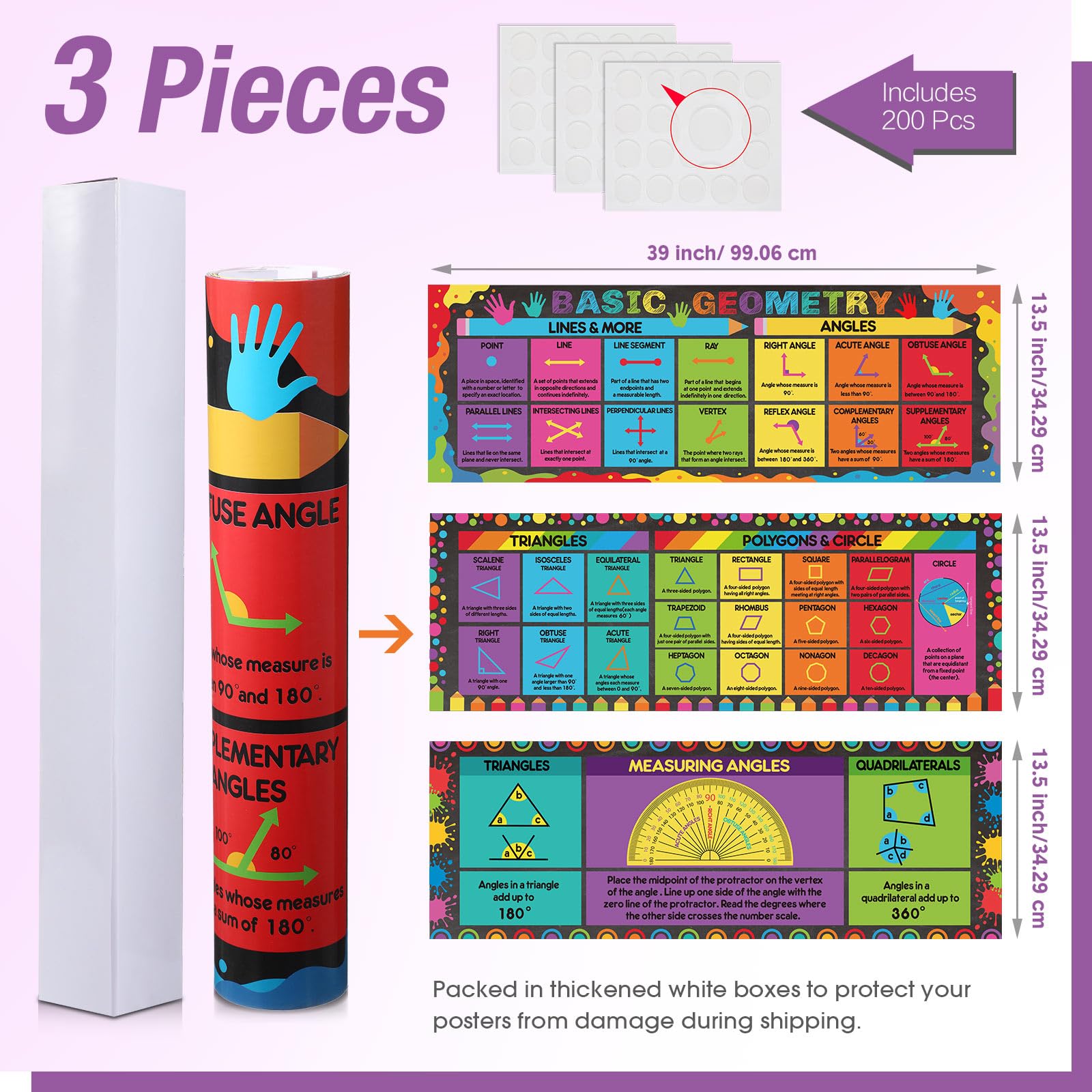 Snapklik.com : 3 Pcs Educational Math Posters Mathematics Classroom ...
