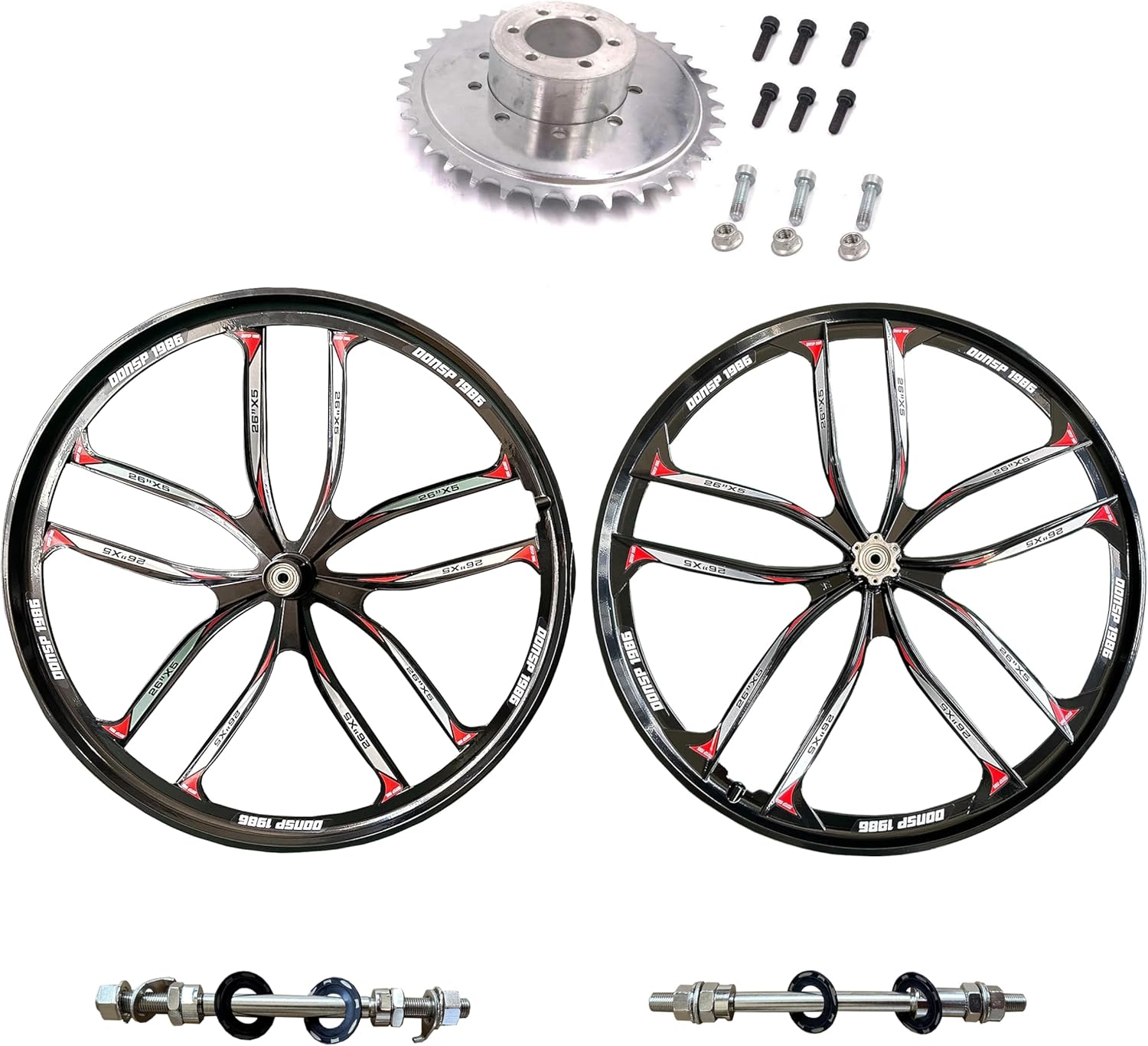 Amazon.com : 26 inch 10 Spokes Mag Wheel Set Rims Front & Rear ...