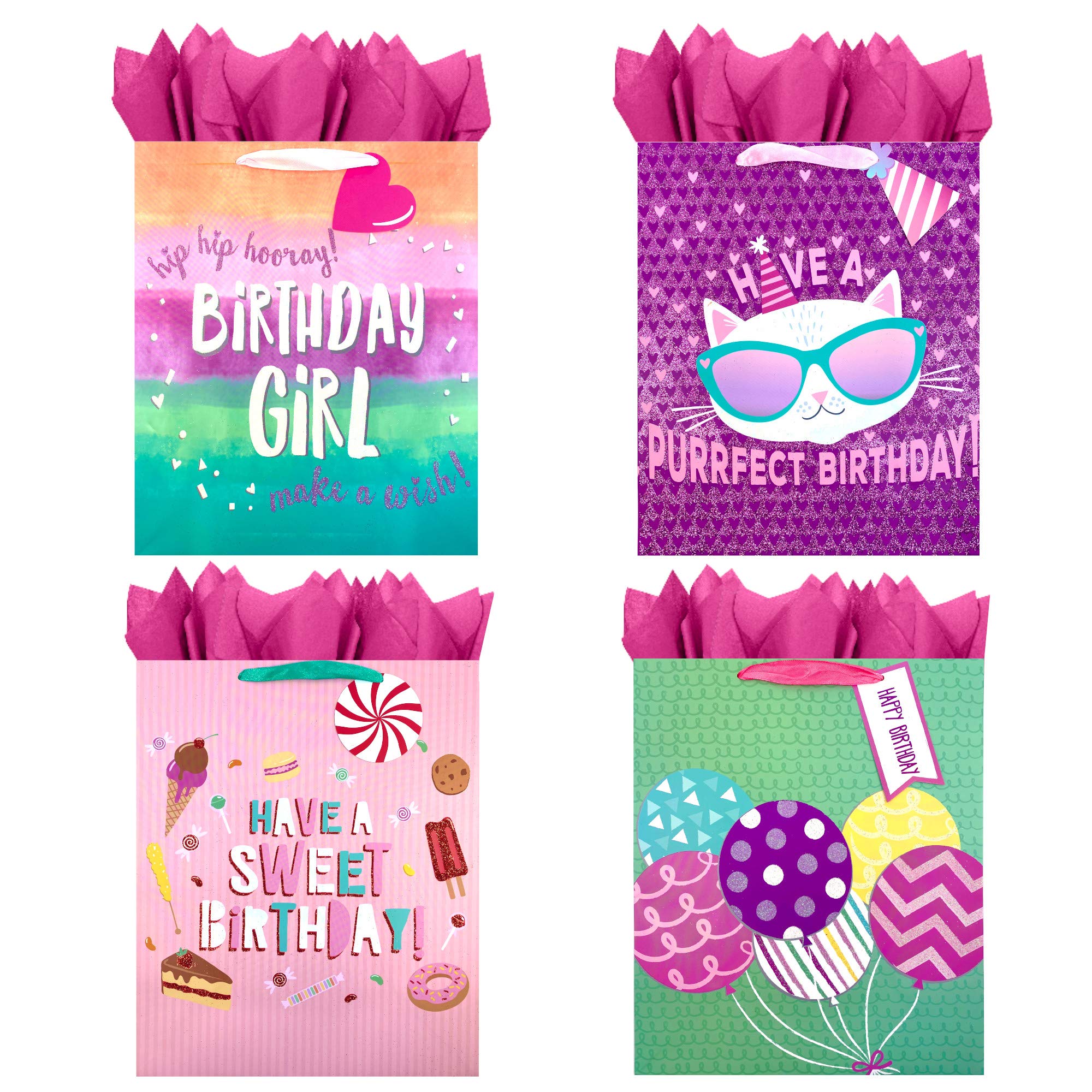 Amazon.com: Blue House Group Premium Birthday Gift Bags + Tissue Paper ...