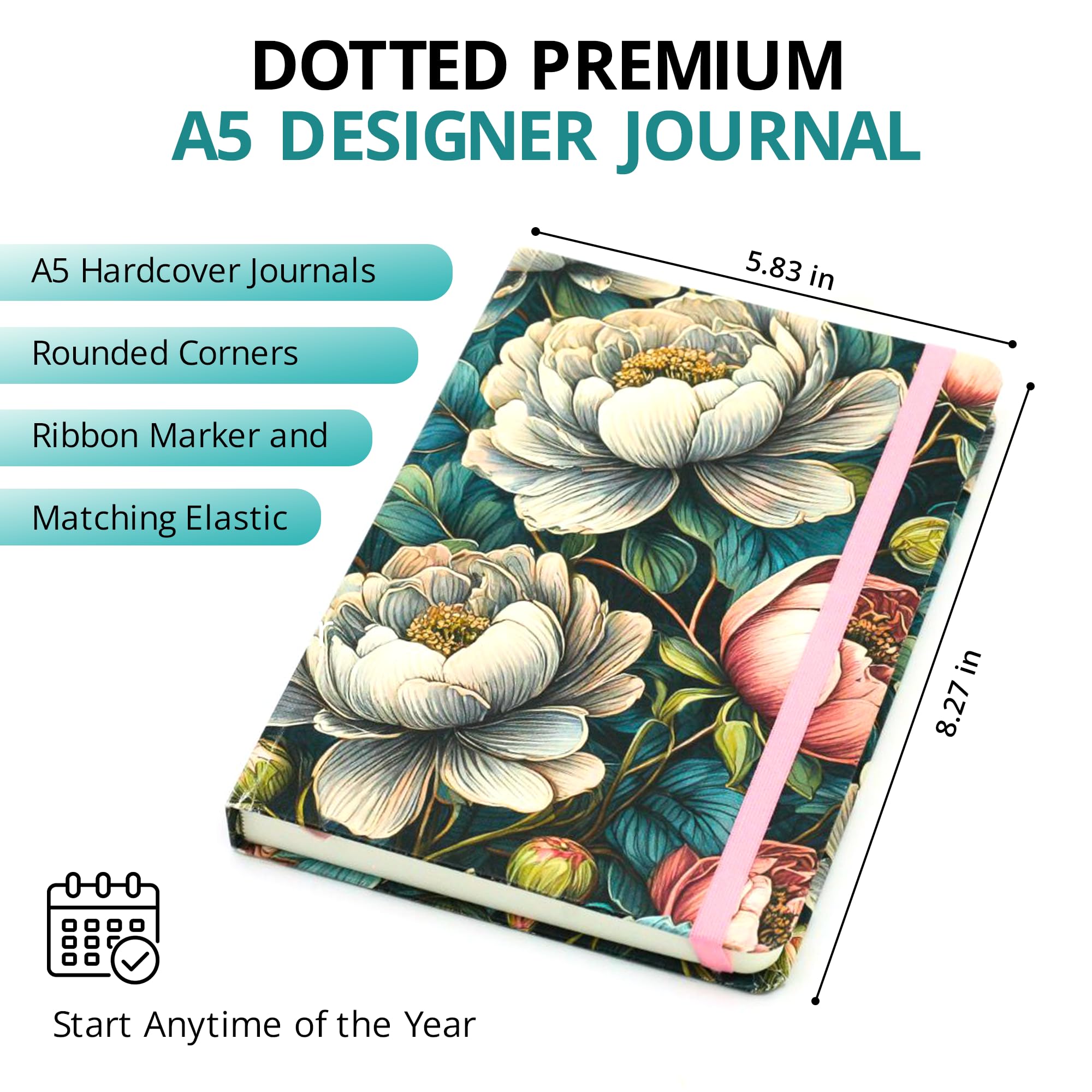 The Papery Dotted Premium A5 Hard Cover Journal 160 Thick Pages 2025 ...