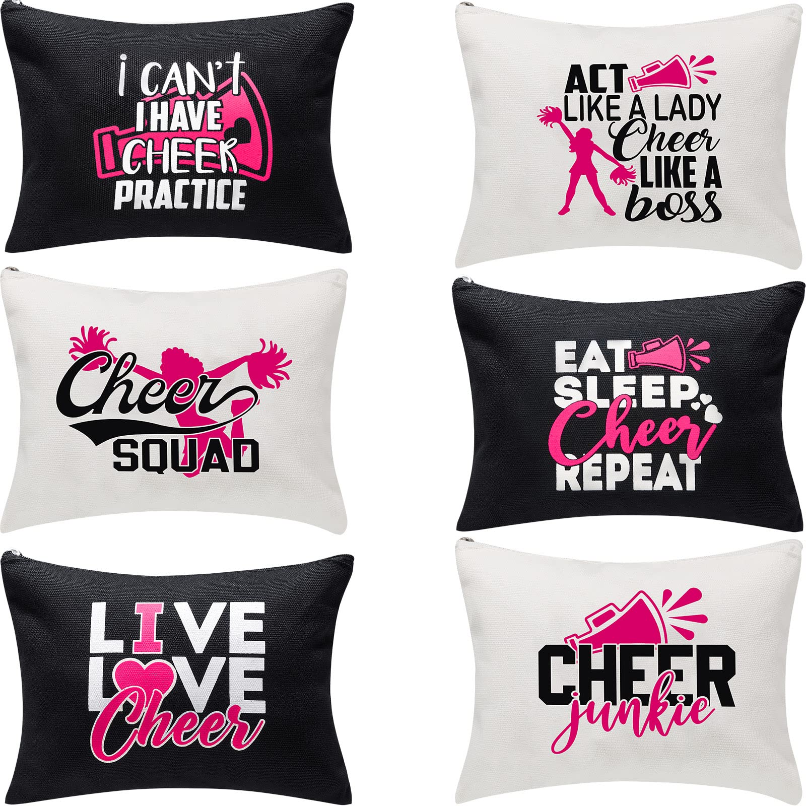 Weewooday 12 Pieces Cheerleader Gifts Cheer Makeup Bags Cheerleading ...