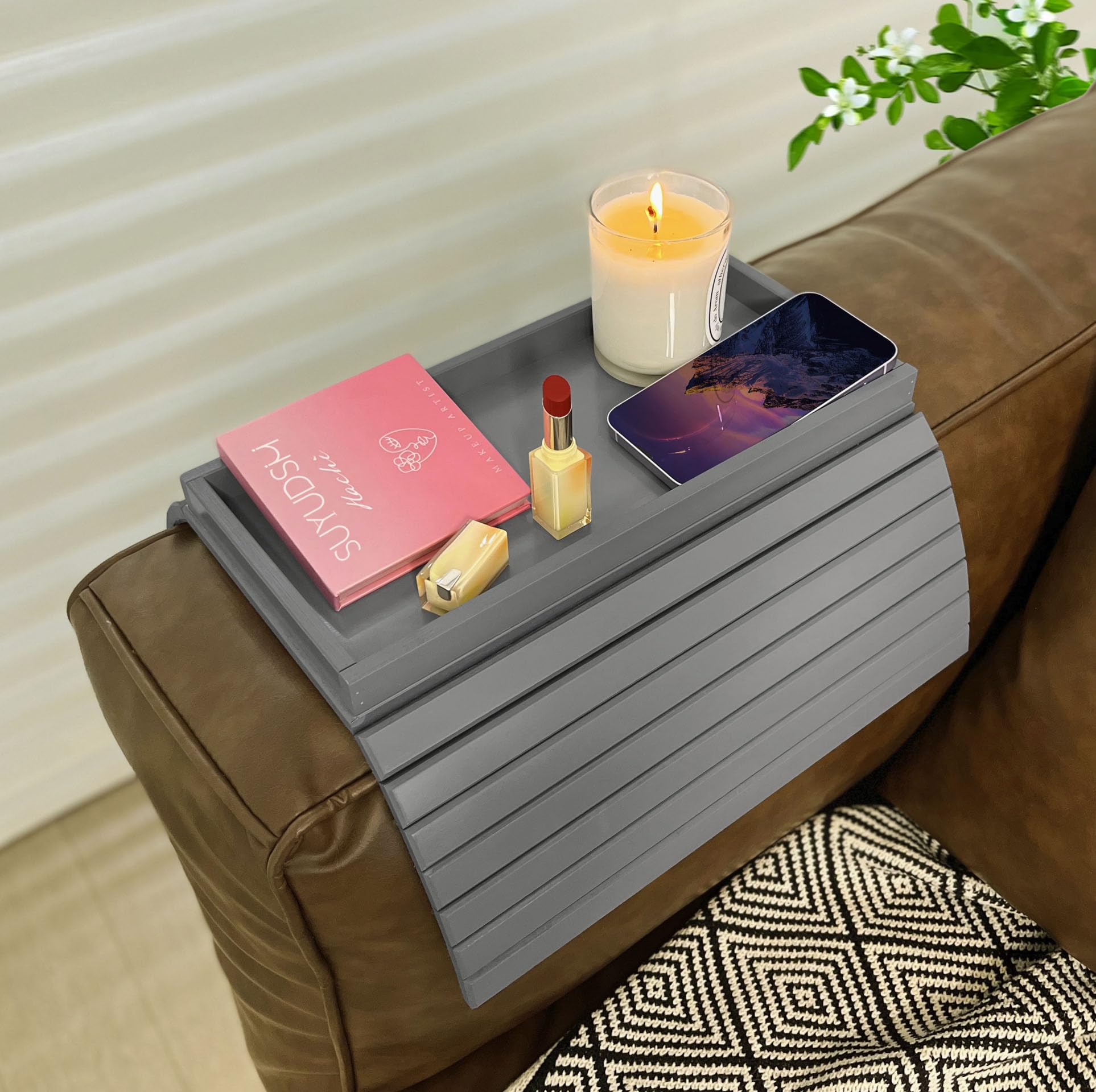 Amazon.com: SUYUDSM Sofa Armrest Tray Foldable Armchair Table, Bamboo ...