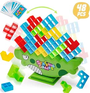 48 Pcs Dinosaur Tetra Tower Balance Stacking Blocks Game, Fun Family ...