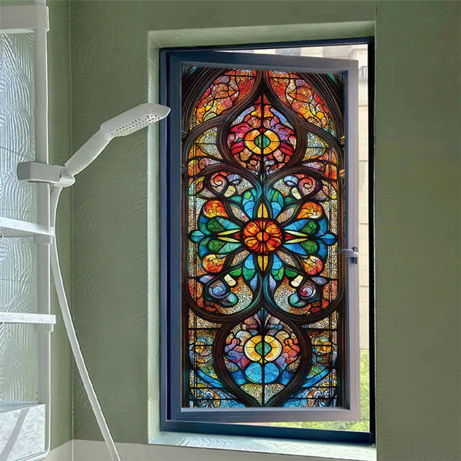 WBQMUNY Vintage Window Privacy Film, Stained Glass Window Film, Privacy ...