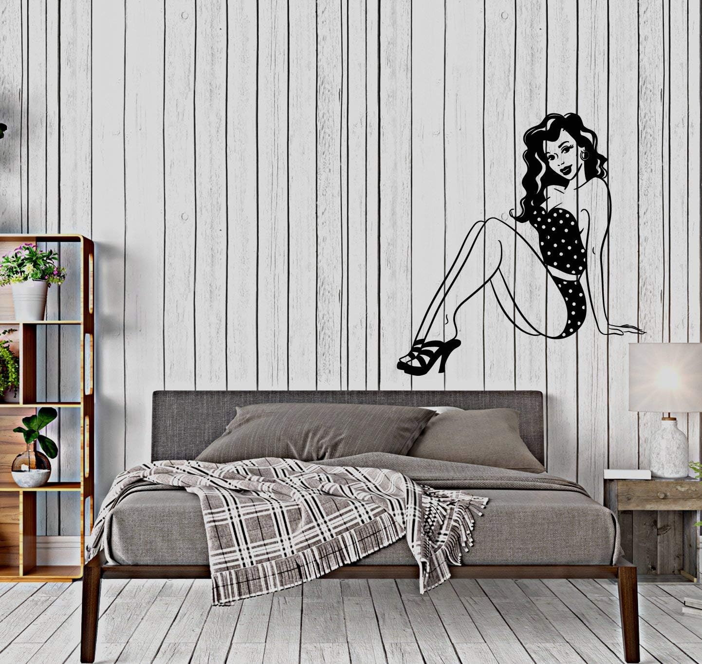 Amazon.com: Vinyl Wall Decal Retro Pin-up Girl Sexy Woman in Swimsuit ...