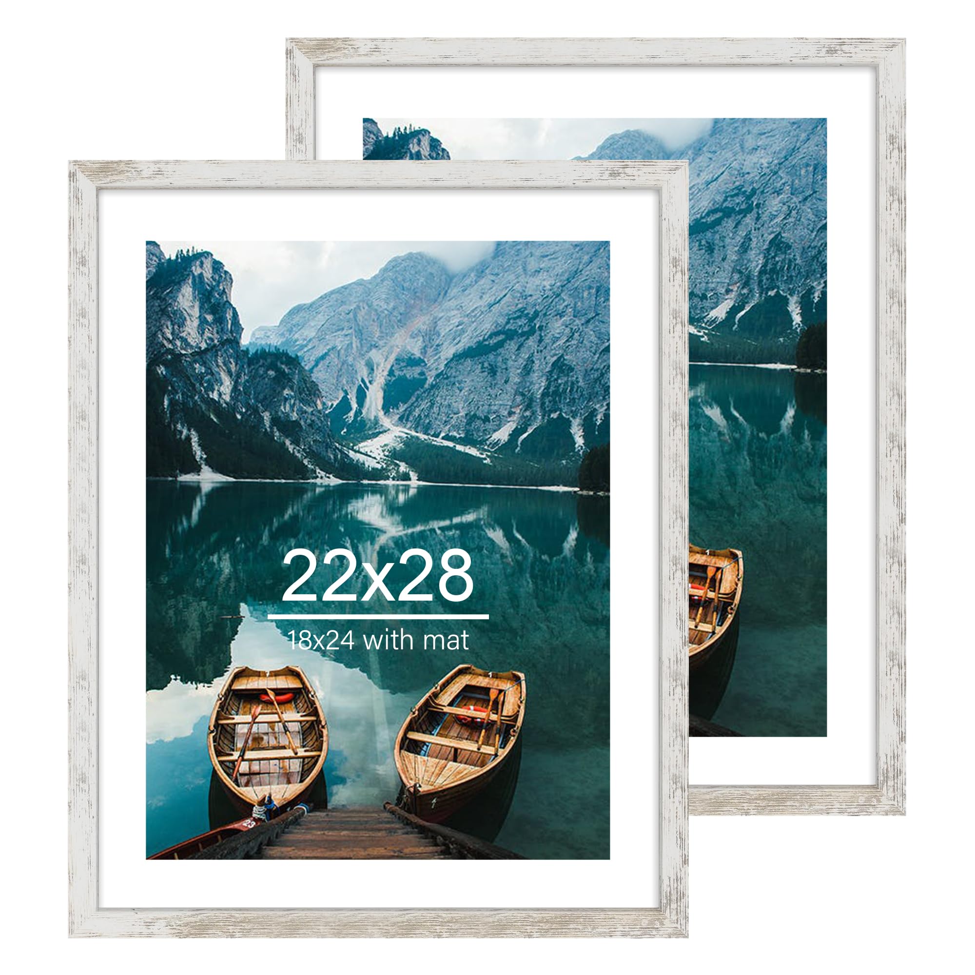 Amazon.com - Hongkee 22x28 Frame Set of 2, Distressed White Wood Style ...