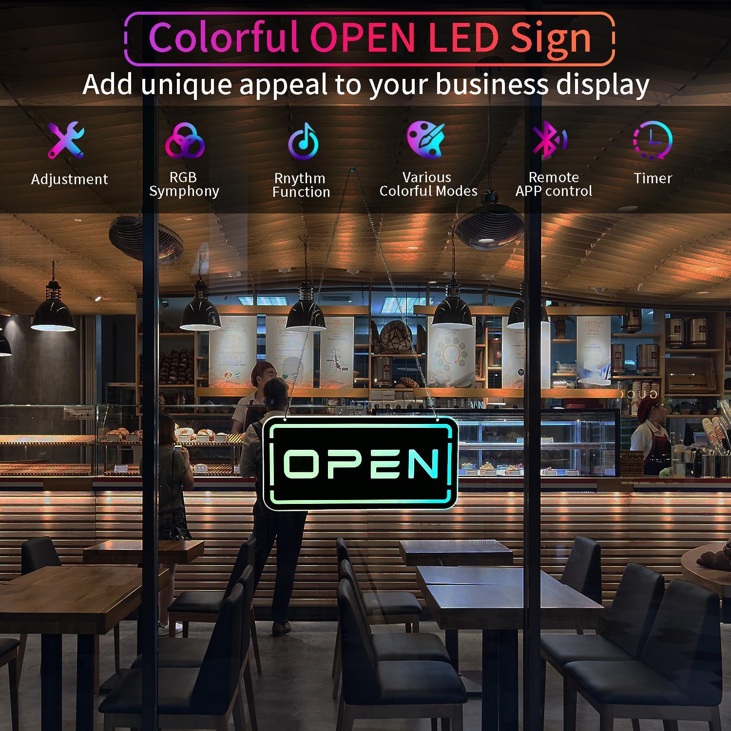 Snapklik.com : LED Open Sign For Business Window, 16" X 8" Neon Open ...