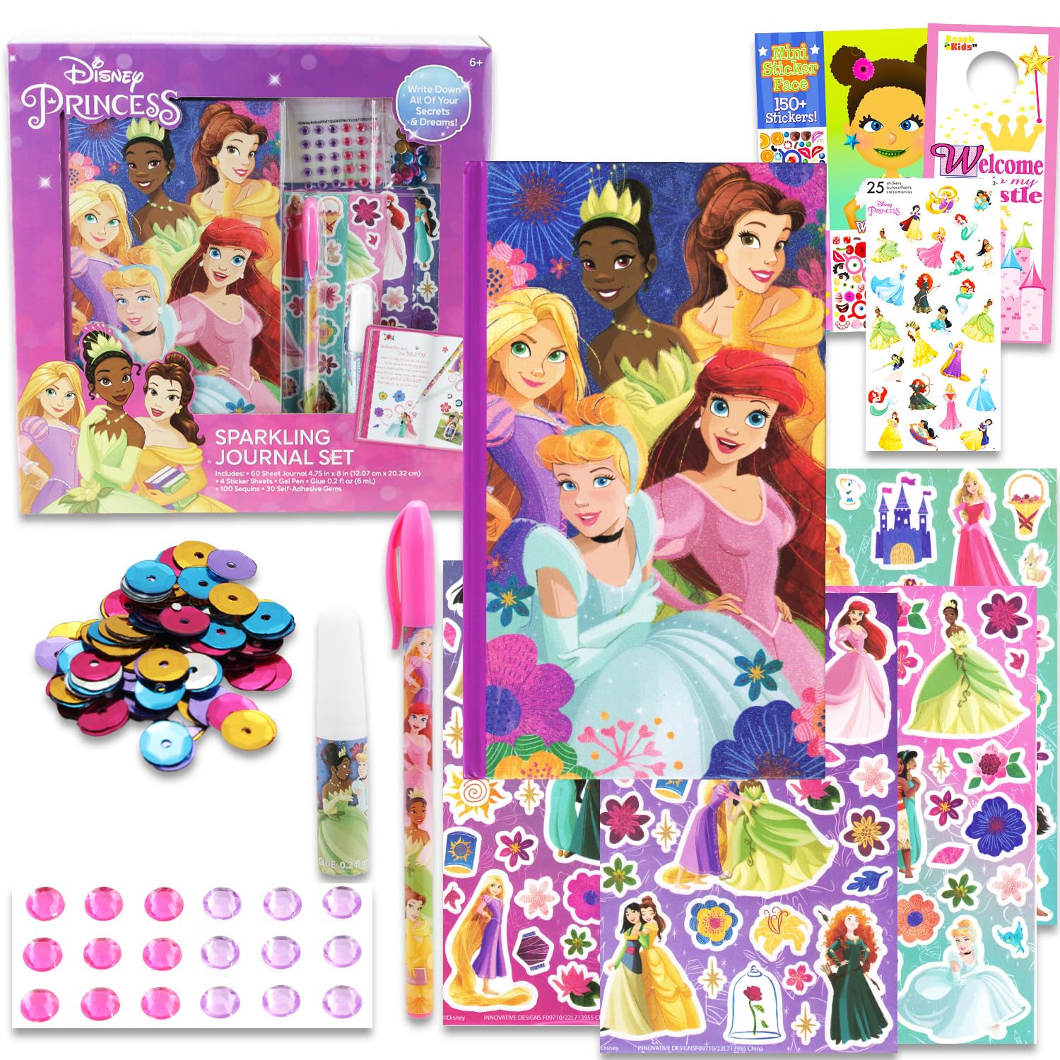 Disney Princess Journal Stationery Set for Girls - Bundle with Disney ...