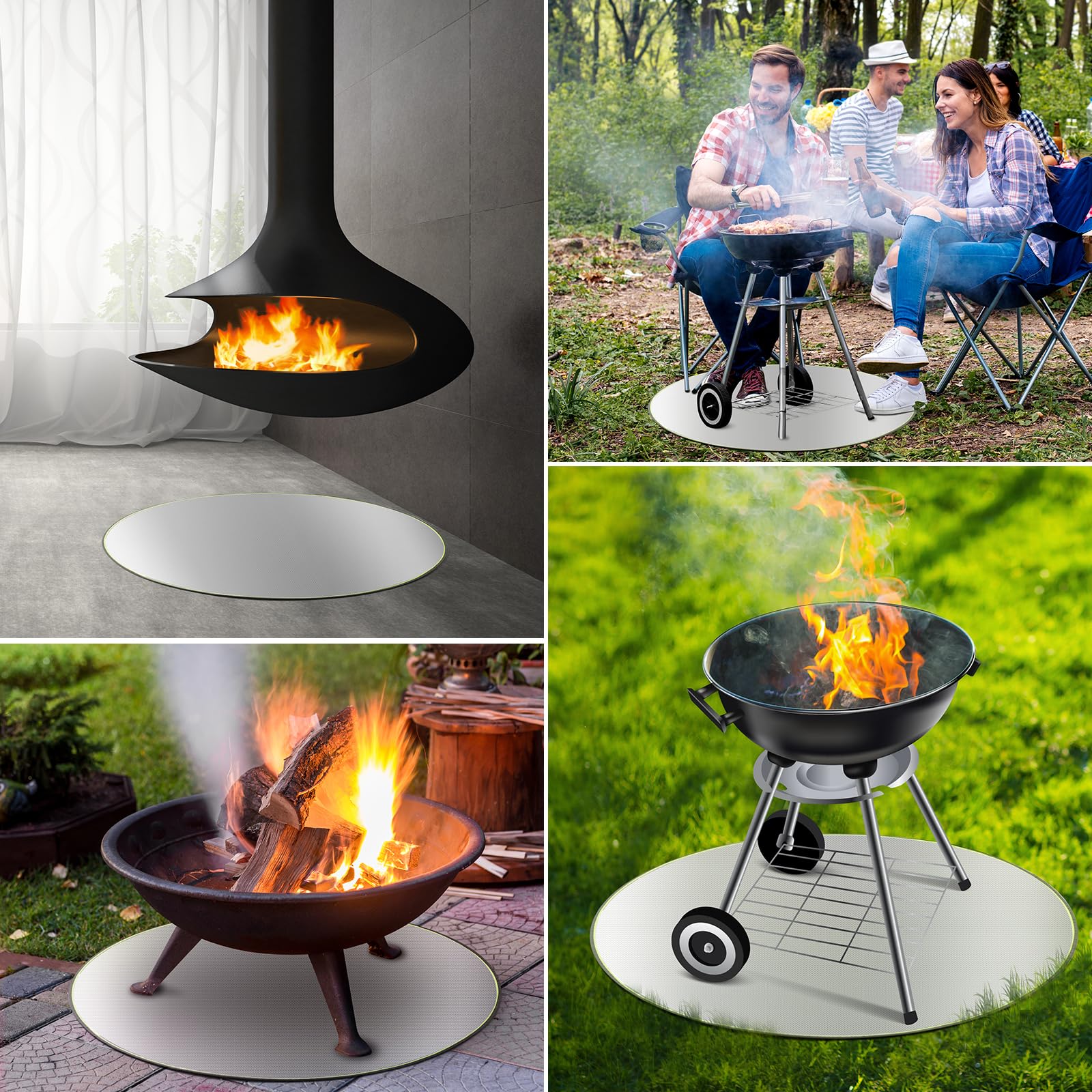 FLASLD Round Fire Pit Mat Protect Patio Deck and Lawn, Fire Resistent ...