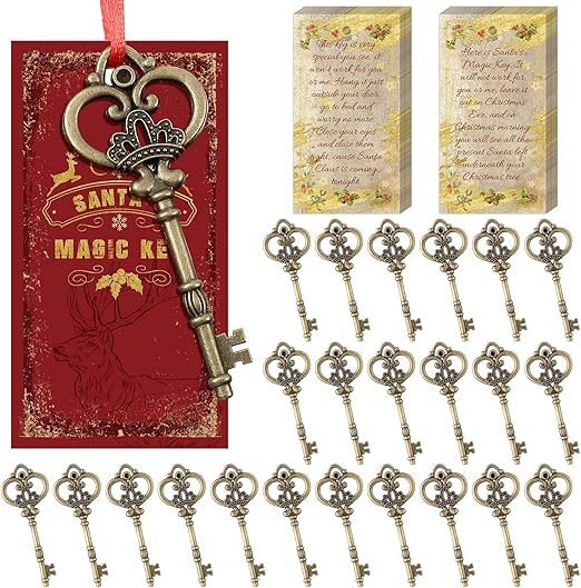 Amazon.com: 24 Set Santa Keys Bulk Santa's Magic Key for No Chimney ...