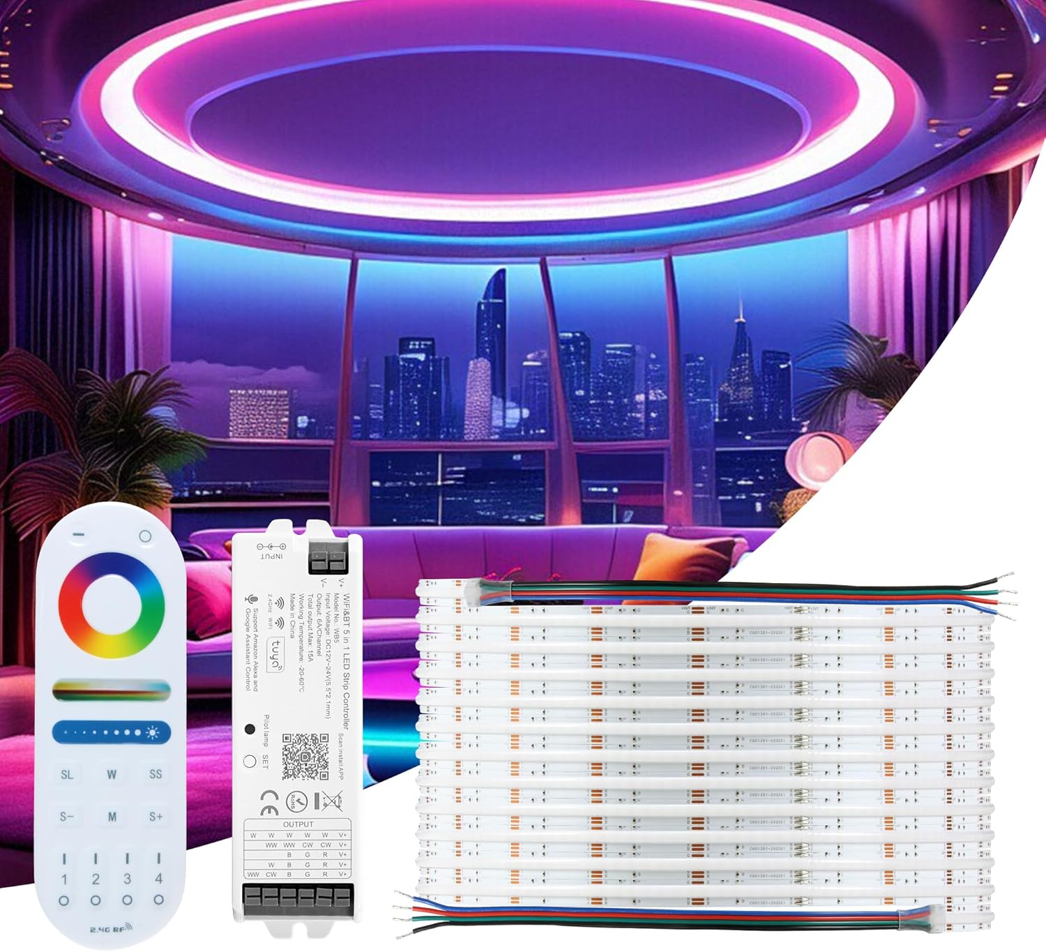 Amazon.com: XXK (LM091+WB5 WiFi BT RF Remote Controller Kit for C3 RGB LED Strip Lights, 16.4ft ...