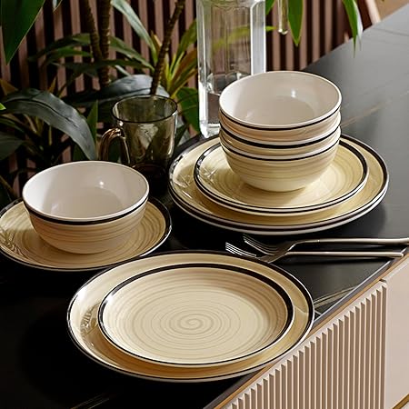 Amazon.com | Melamine Dinnerware Set for 4, 12Pcs Dinnerware Sets ...