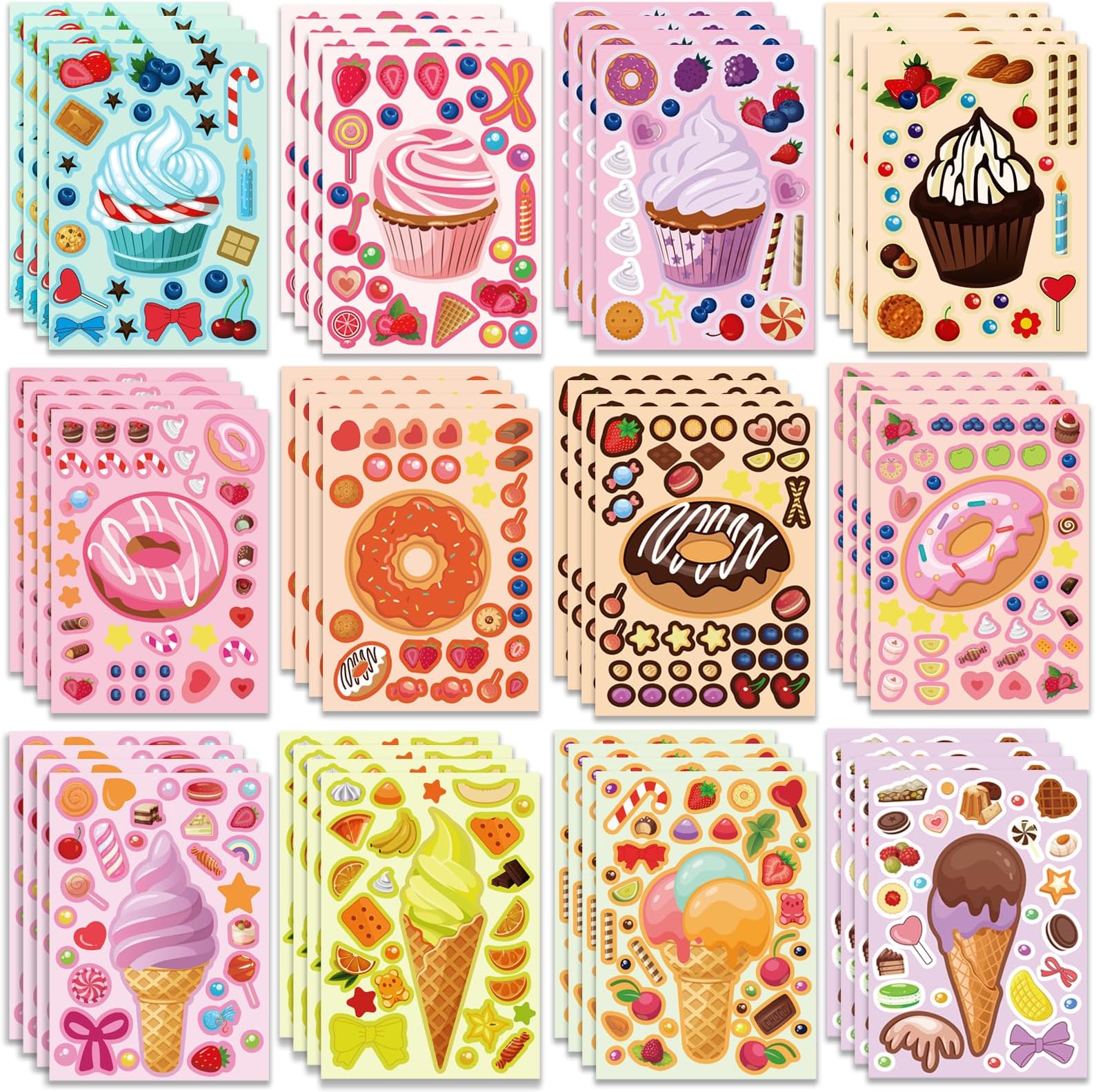 Amazon.com: 36 Sheets Ice Cream Stickers Make Your Own Stickers Mix and ...