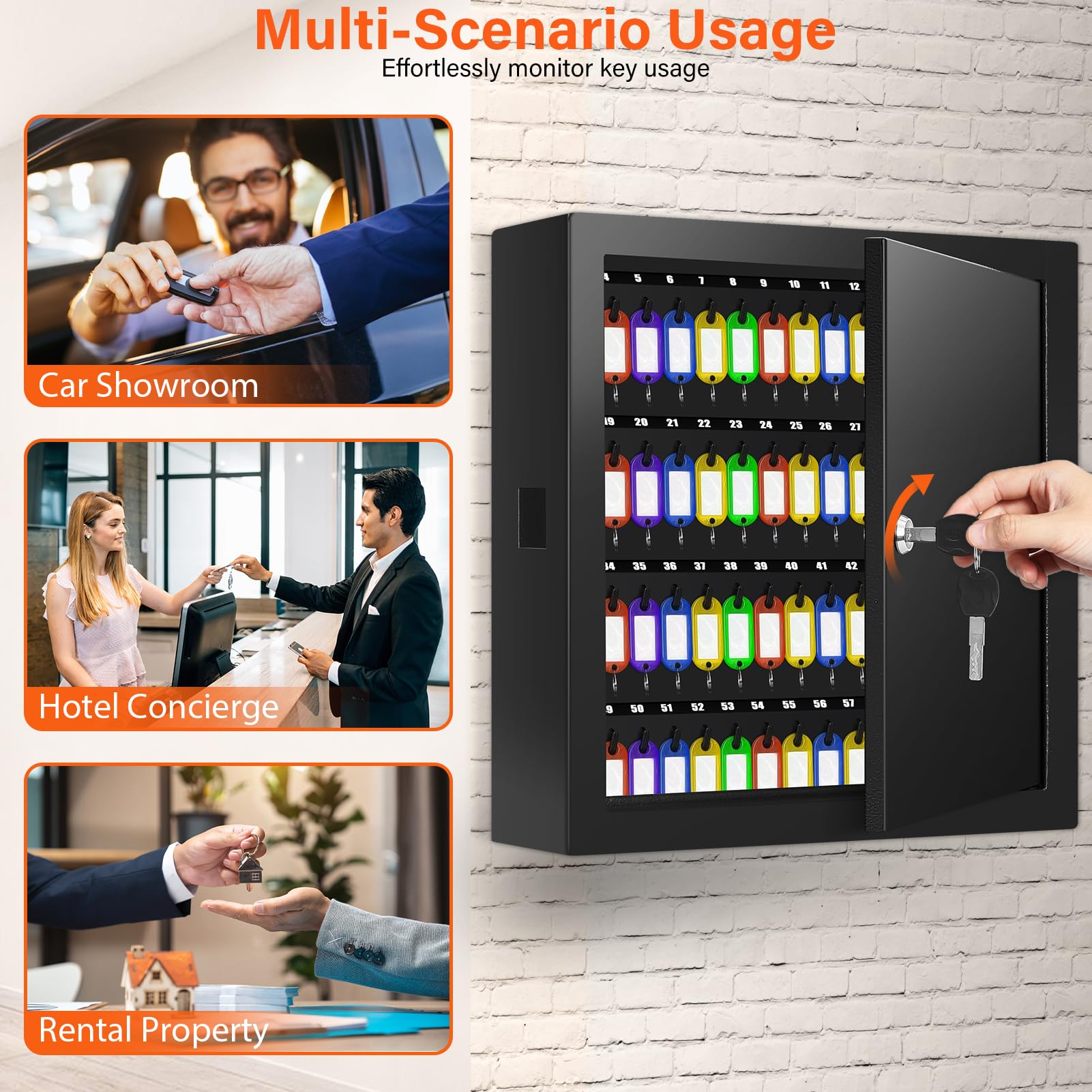 Snapklik.com : Nebakne 100 Keys Key Cabinet, Anti-Theft Key Lock Box