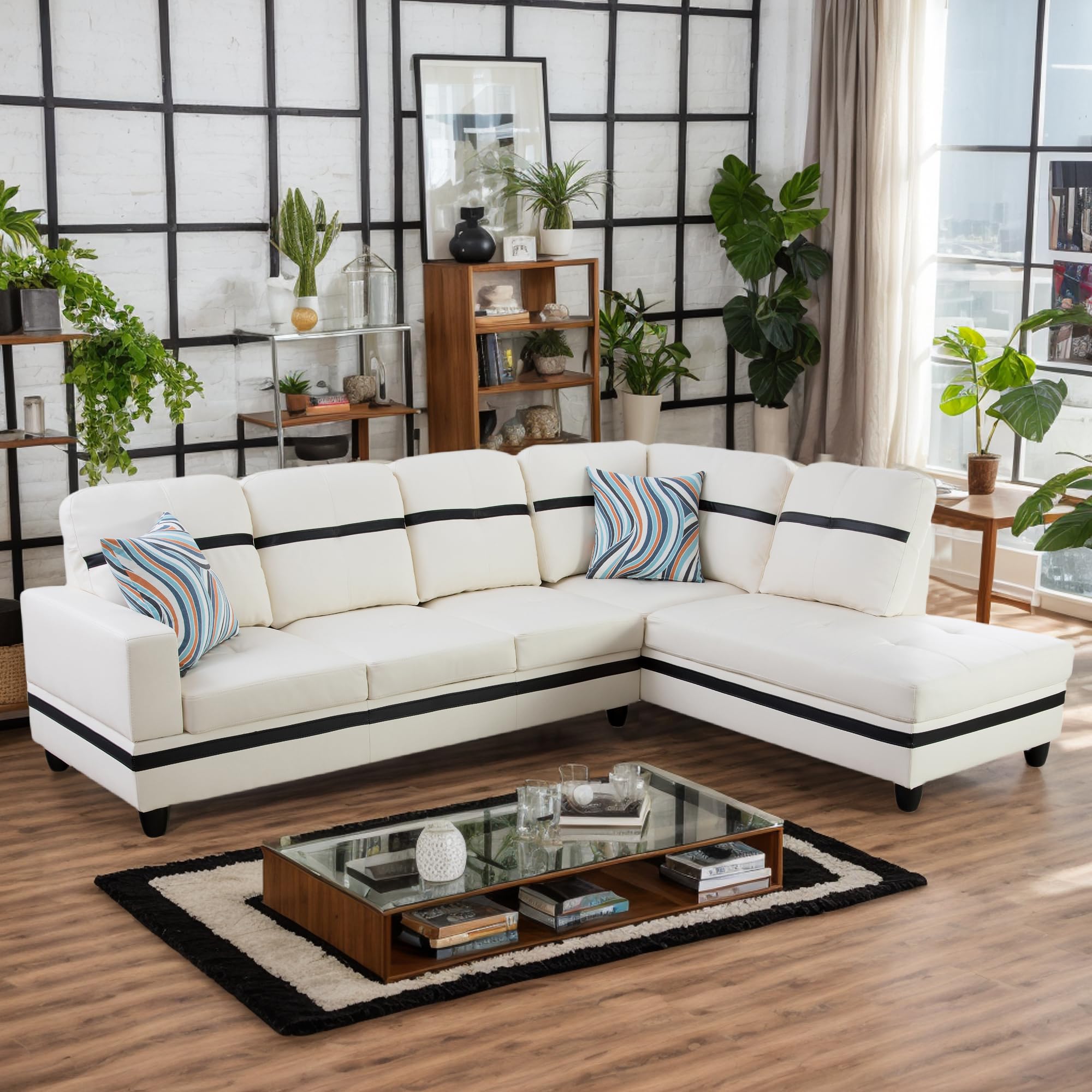 Amazon.com: MOOLSUN L-Shaped Combination Sofa Set, Luxurious Synthetic ...