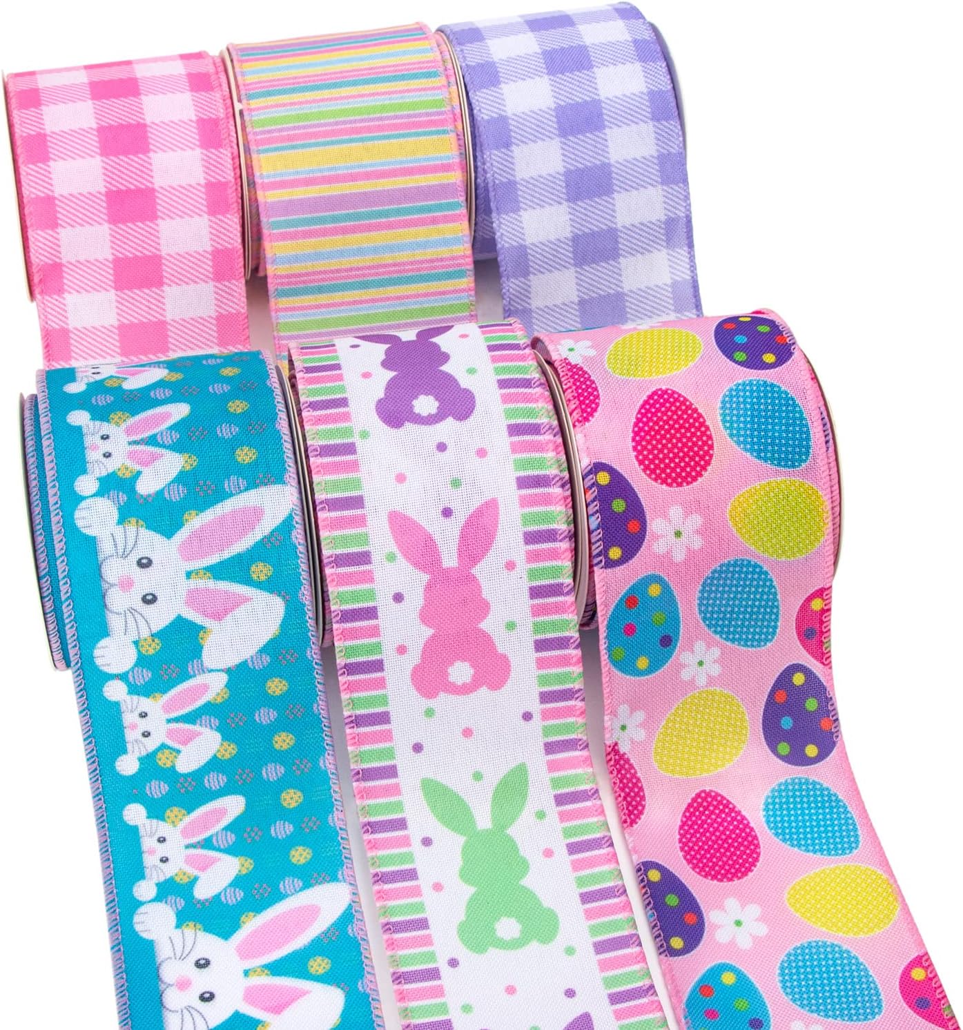 Amazon.com: Ribbli Easter Ribbon Wired-Easter Bunny/Eggs/Colorful ...
