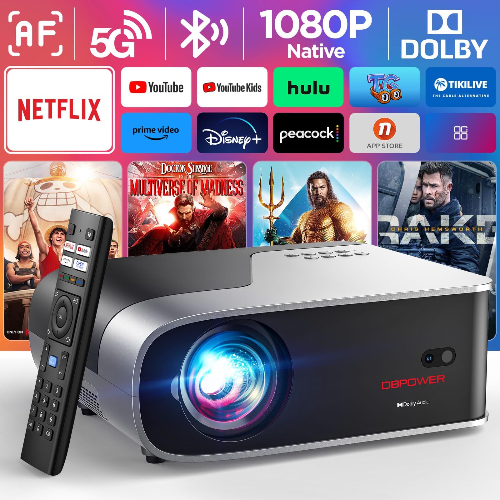 Amazon.com: [Netflix Officially/Auto Focus] Smart Projector with WiFi 6 ...