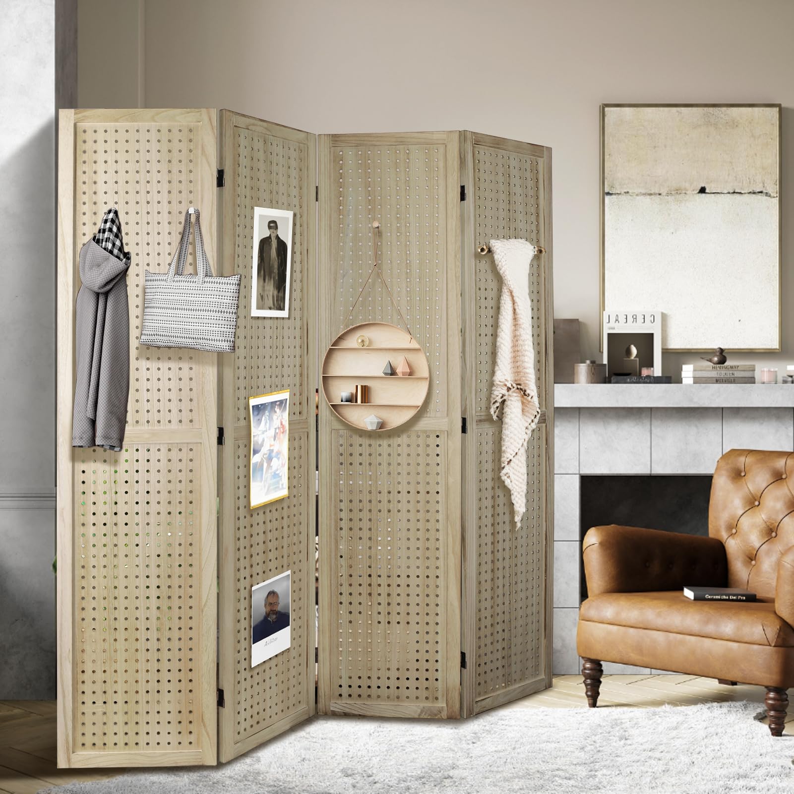 Snapklik.com : BABION Pegboard Display Freestanding, 4 Panel Wood ...