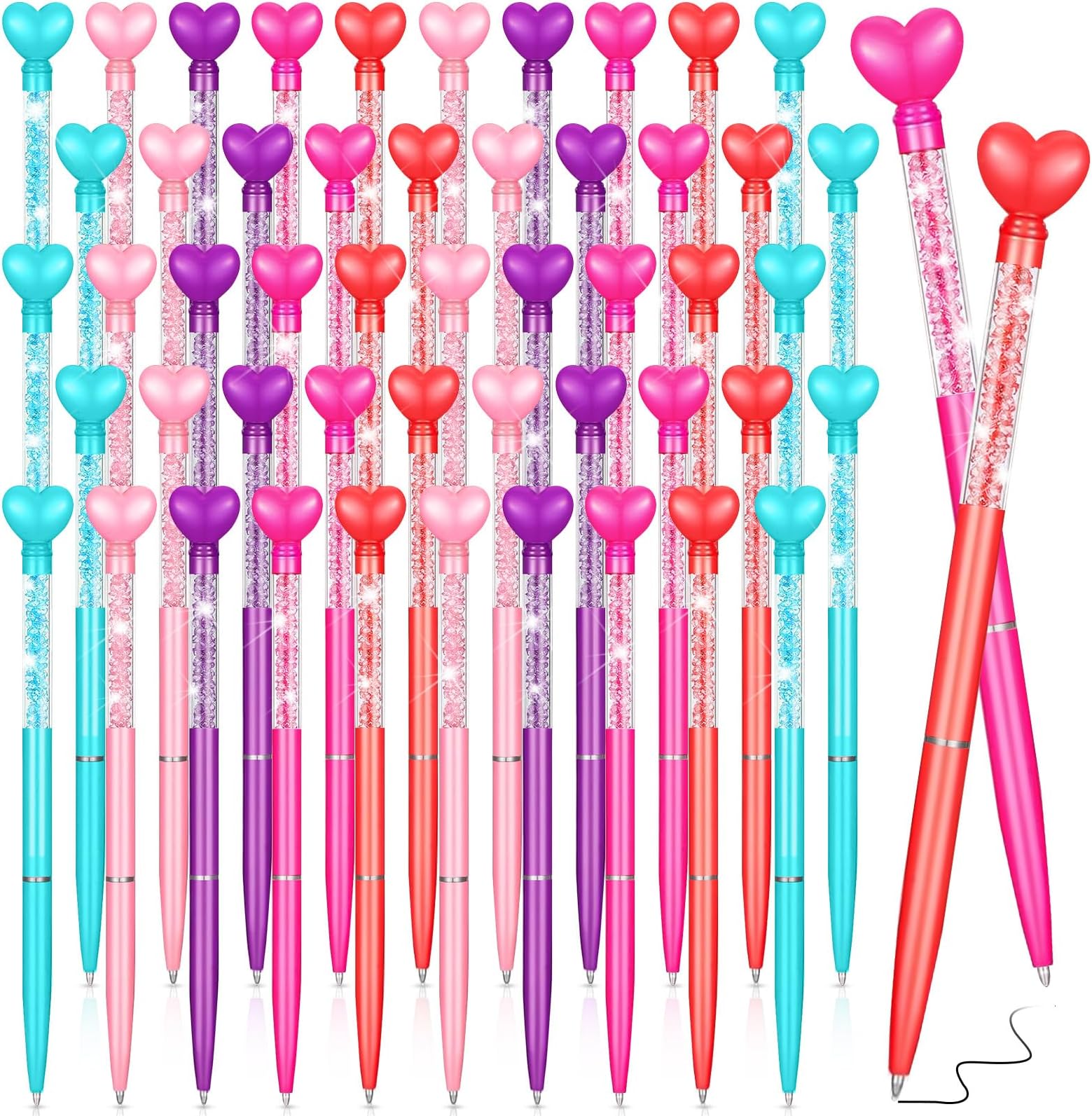 Amazon.com : Jetec 50 Pcs Heart Shaped Ballpoint Pens Bulk Valentine's ...