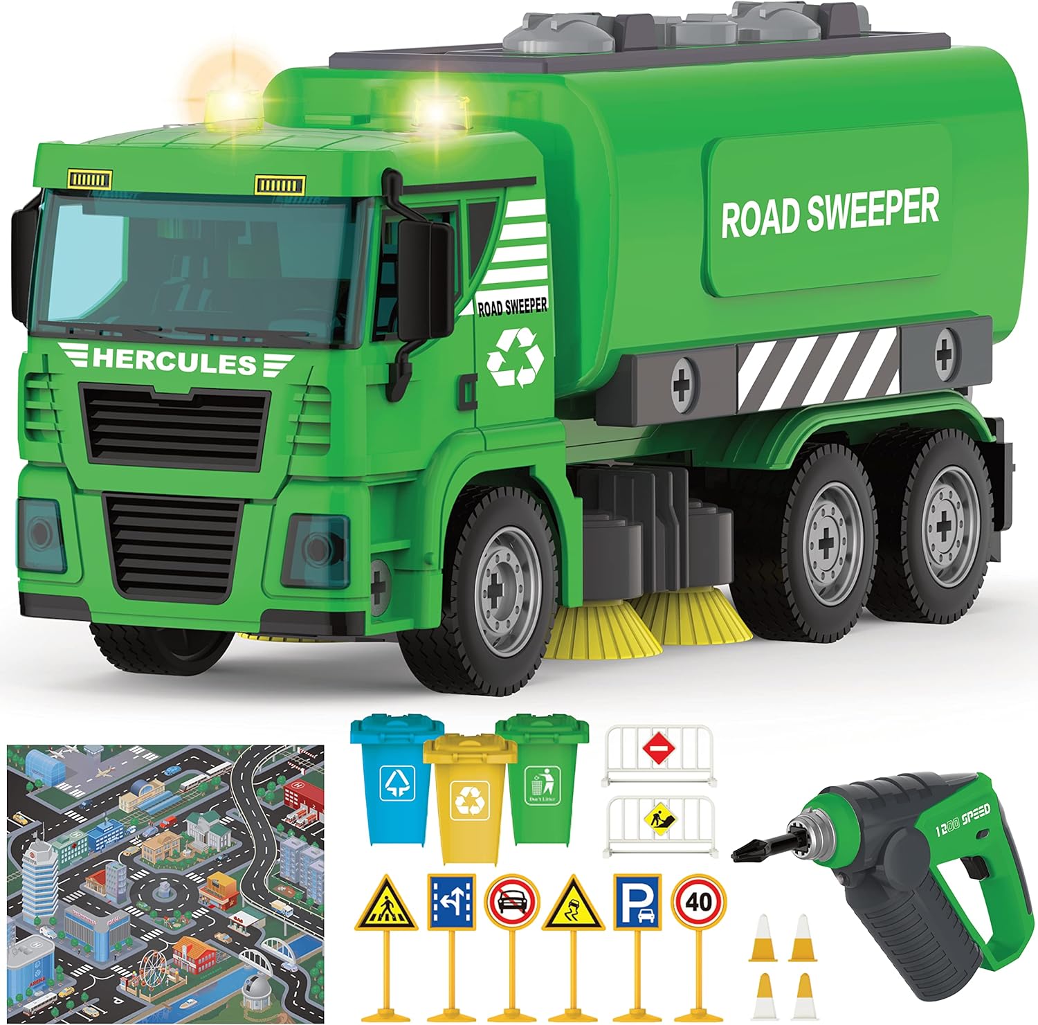 Amazon.com: Street Sweeper Toy - 130 Pcs Friction Power STEM Take Apart ...