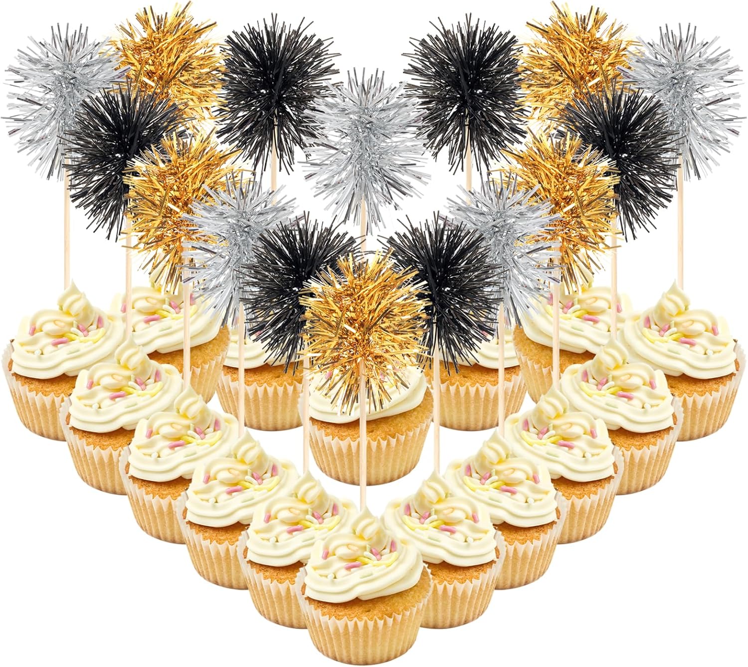 Amazon.com: Fumwase 120 Pcs Firework Cupcake Toppers Foil Cake Topper ...