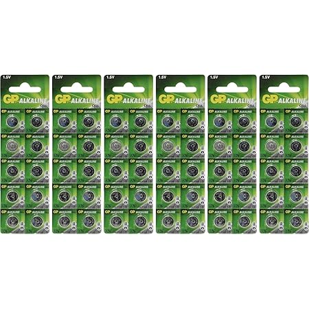 Amazon.com: GP A76 LR44 AG13 Alkaline Cell 1.5V Alkaline Button Cell Battery x (20) Batteries ...