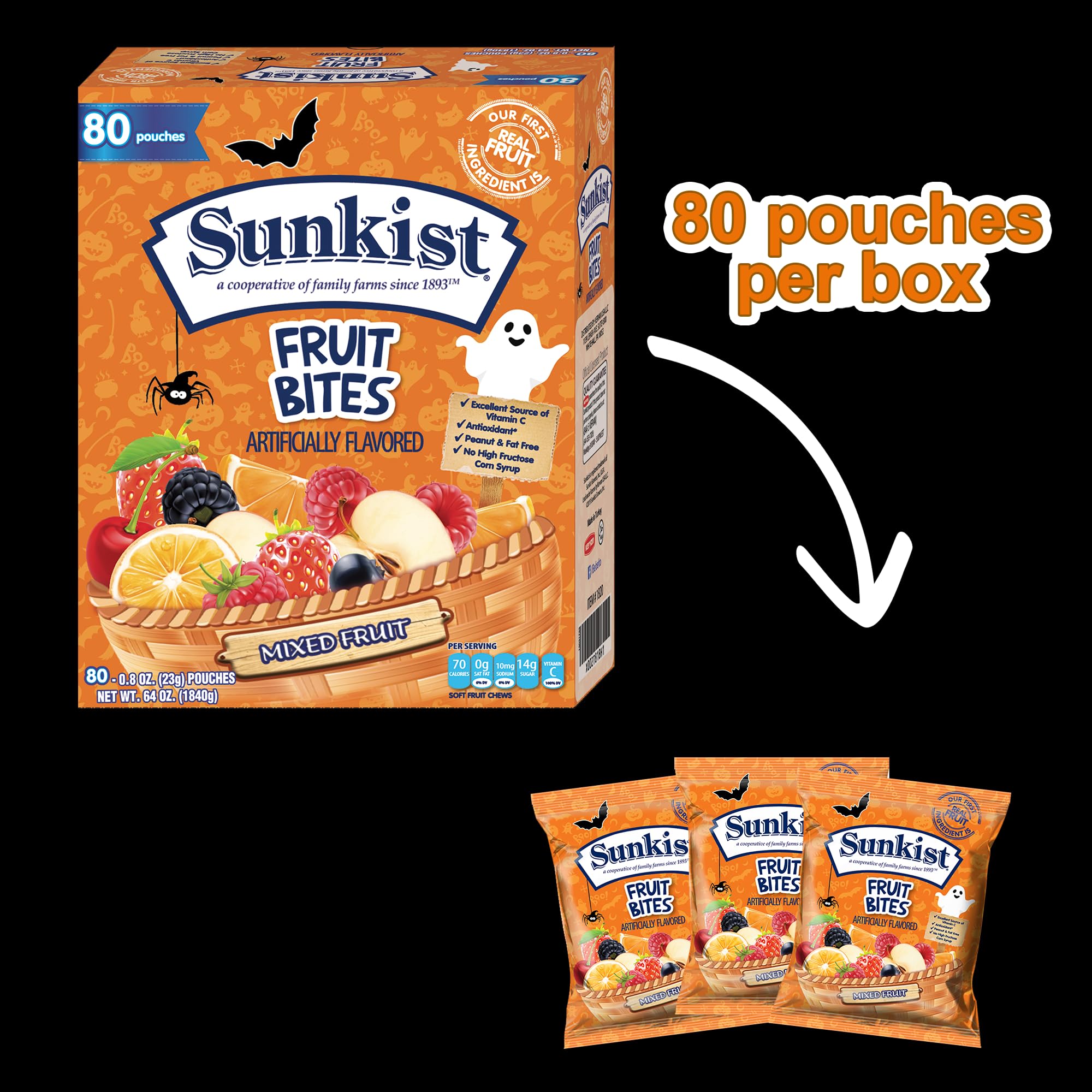 Snapklik.com : Sunkist Halloween Fruit Snacks Variety Pack 80 Count