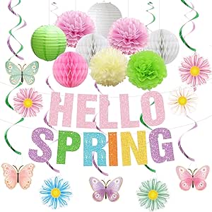 Amazon.com: Spring Party Decorations Includes Hello Spring Banner ...