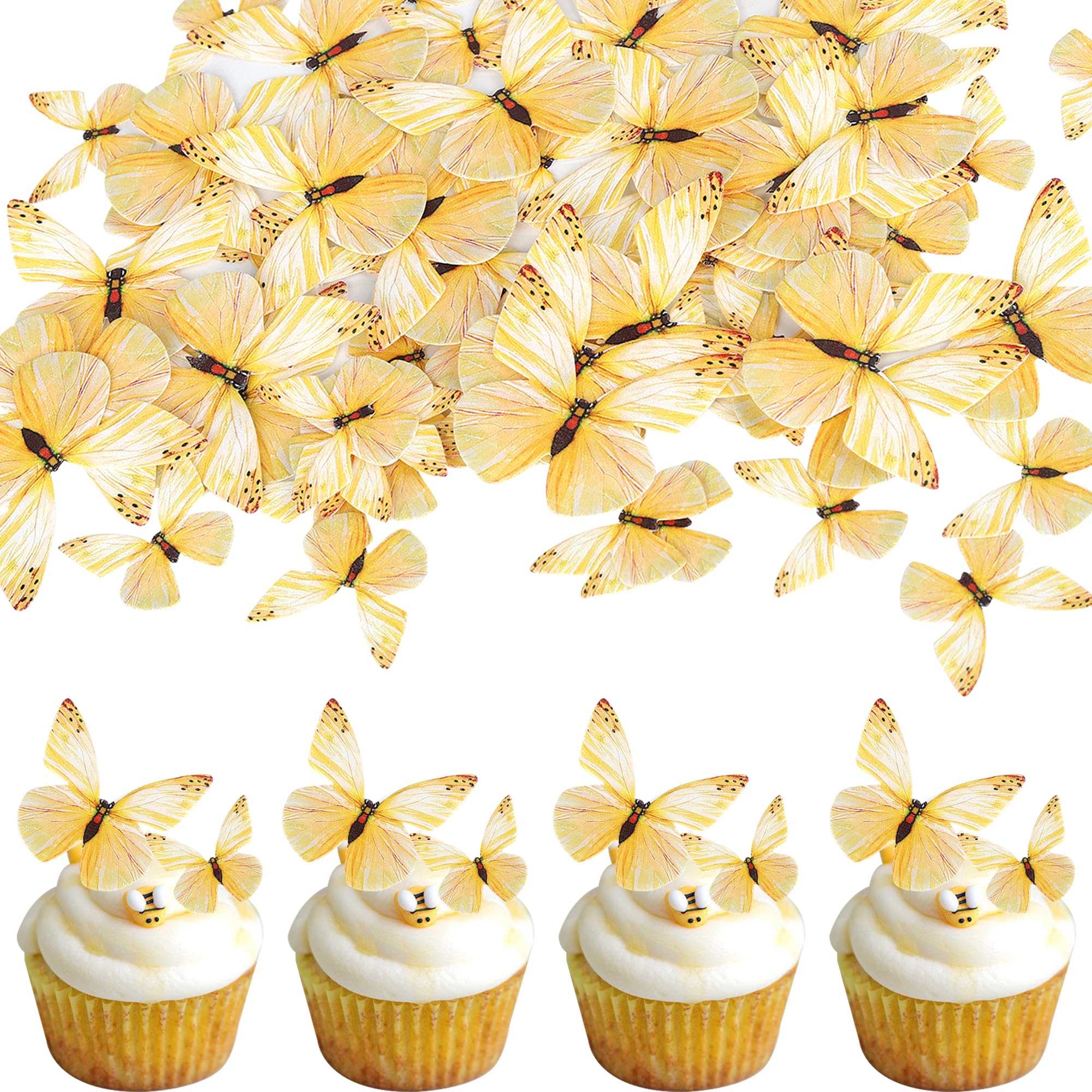 Amazon.com: 72PCS Edible Butterfly Cupcake Toppers Butterfly Cupcake ...