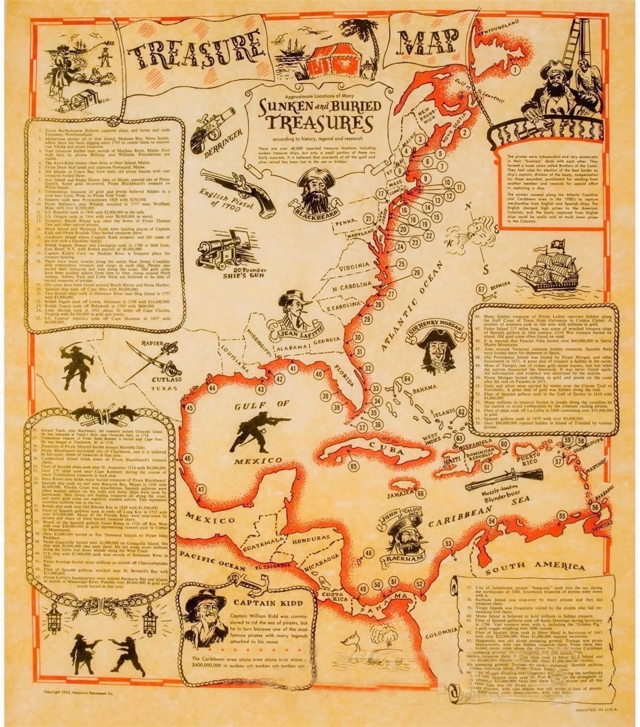 Amazon.com: Historical Documents Treasure Map Poster 14 X 16: Prints ...