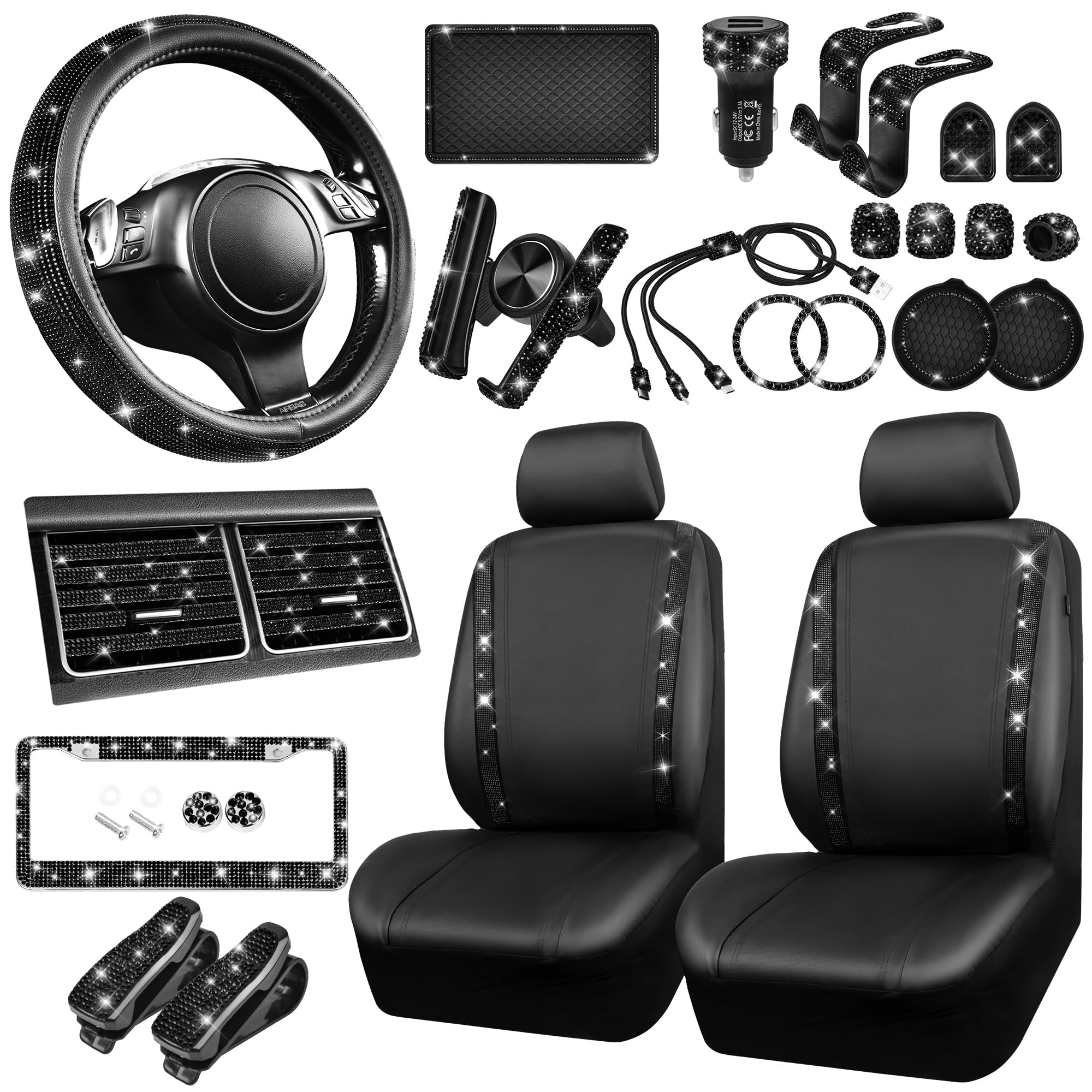 Amazon.com: CAR PASS 34 PCS Bling Car Accessories Set for Women ...