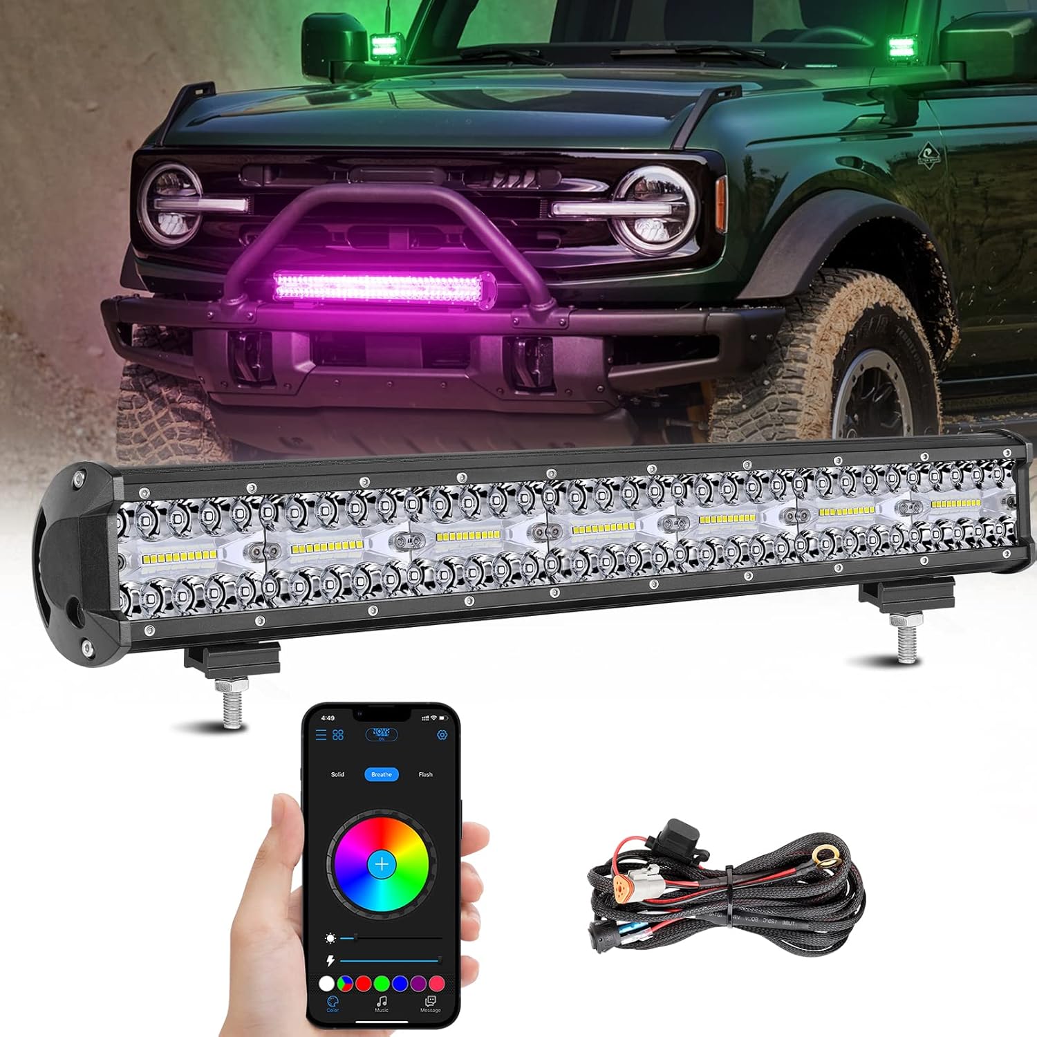 Amazon.com: 20 Inch RGB Light Bar, SWATOW INDUSTRIES Color Chasing ...