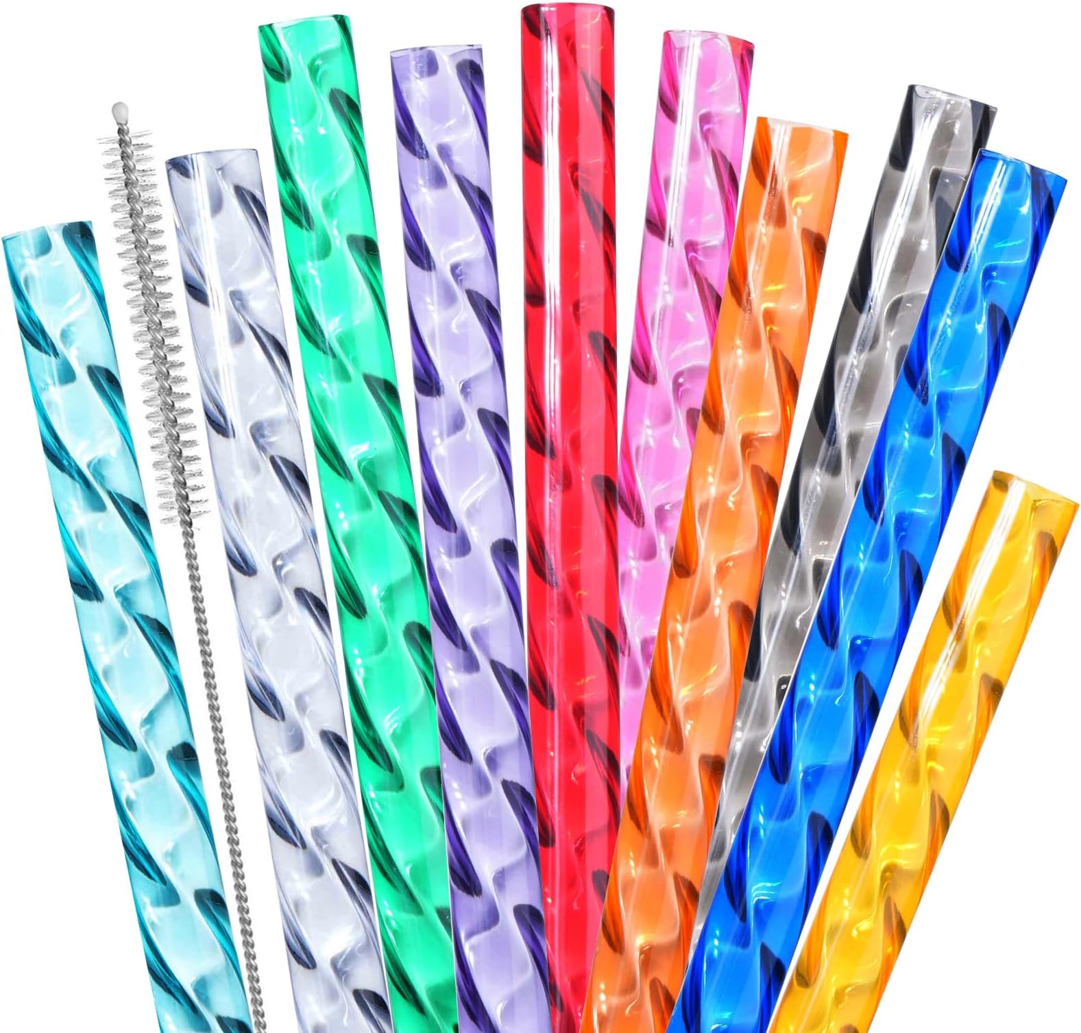Amazon.com: Dakoufish 12 Piece 11 Inch Reusable Plastic Thick Drinking ...