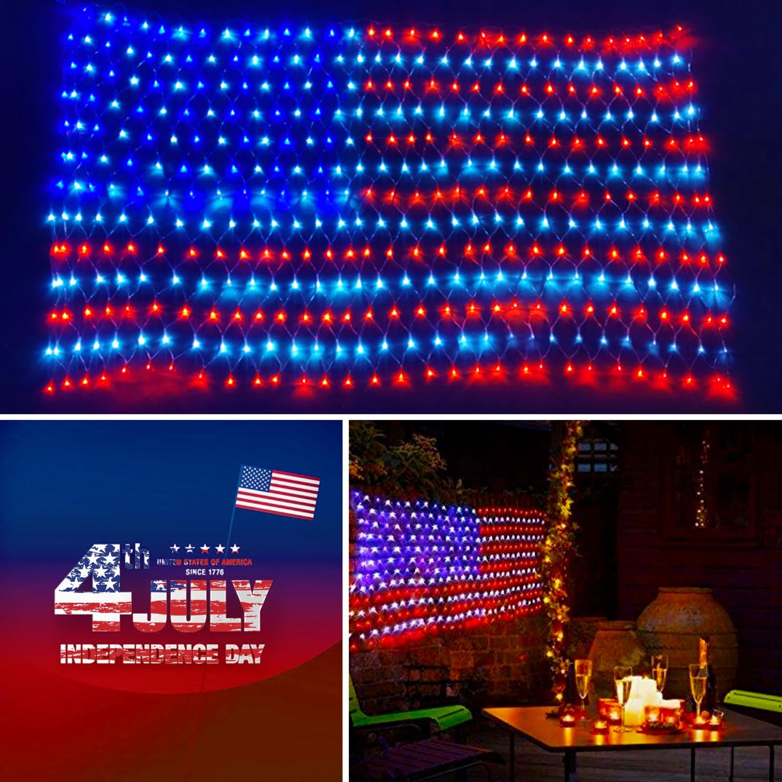 Snapklik.com : American Flag Lights, 420LED Outdoor Waterproof Red White And Blue Led American ...