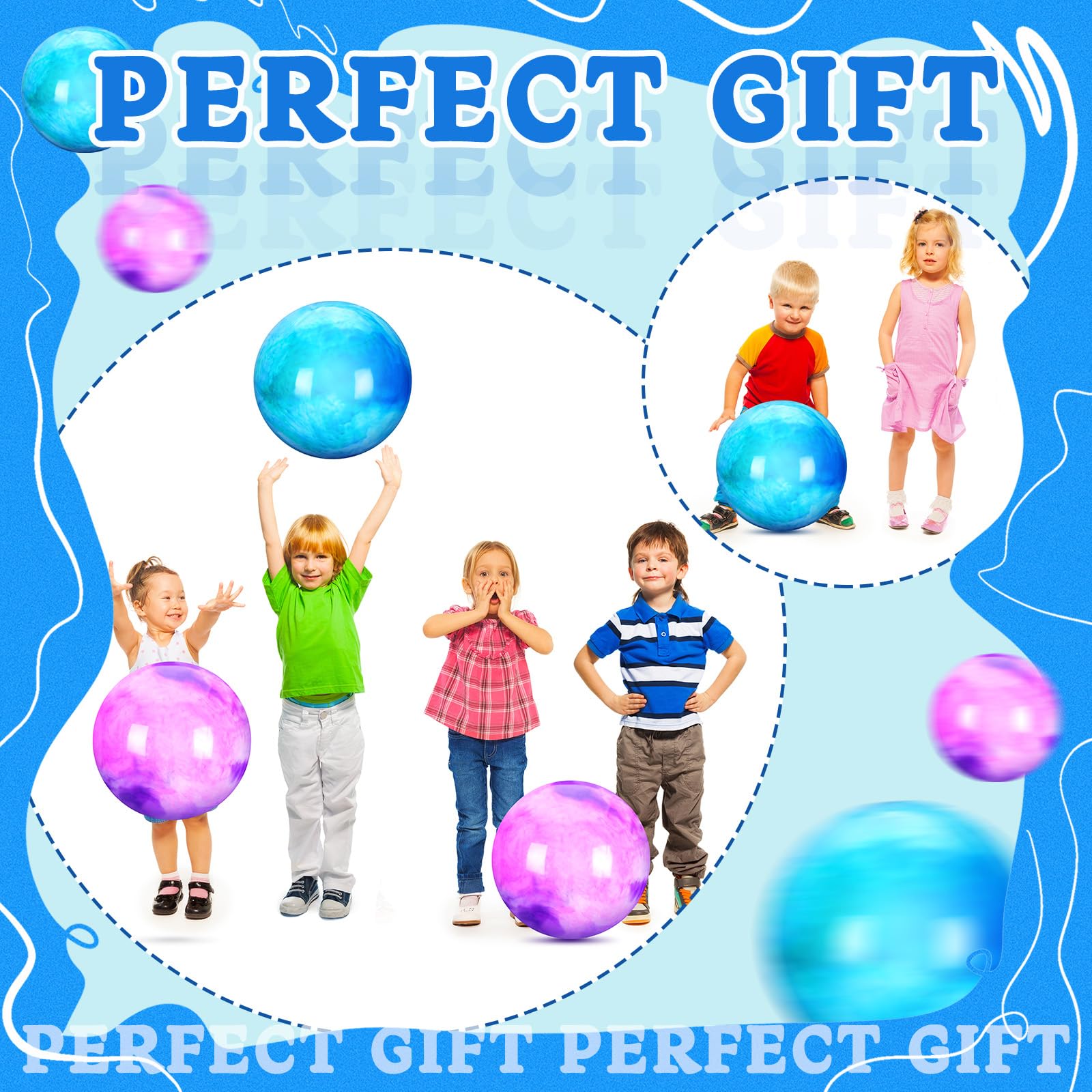 Deekin 2 Pcs 15 Inch 18 Inch Marbleized Bouncy Balls Large Size Ball ...
