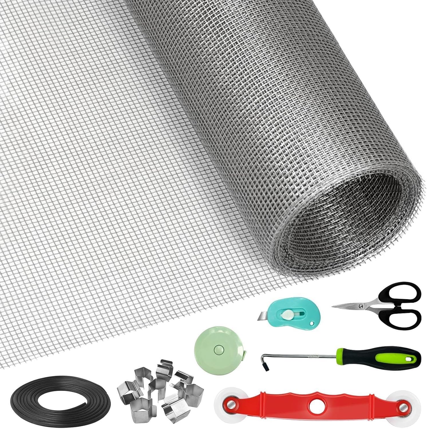 Window Screen Door Repair/Replacement Kit,48" x178" Adjustable Durable ...