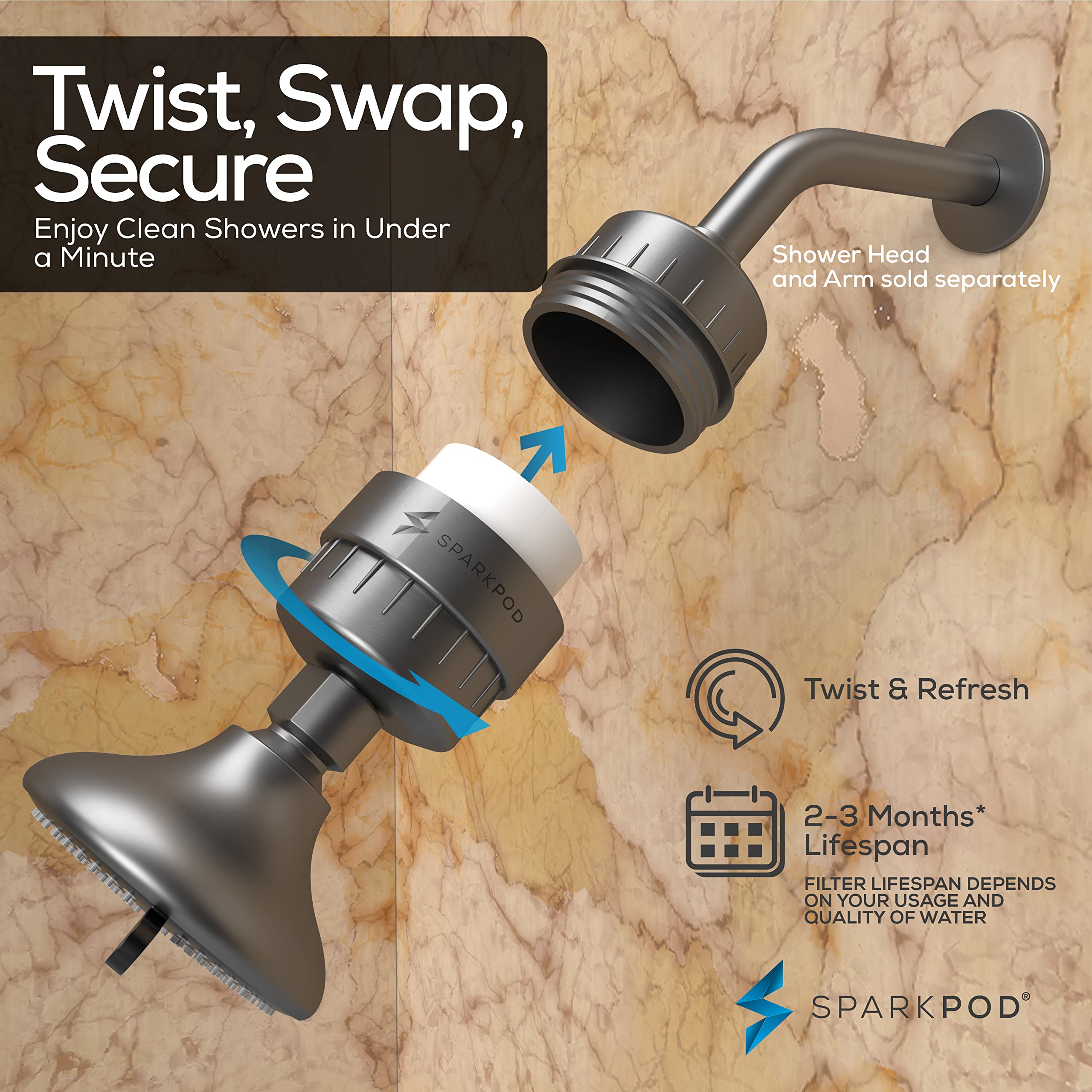 Snapklik.com : SparkPod High Output Shower Filter Capsule - Suitable ...
