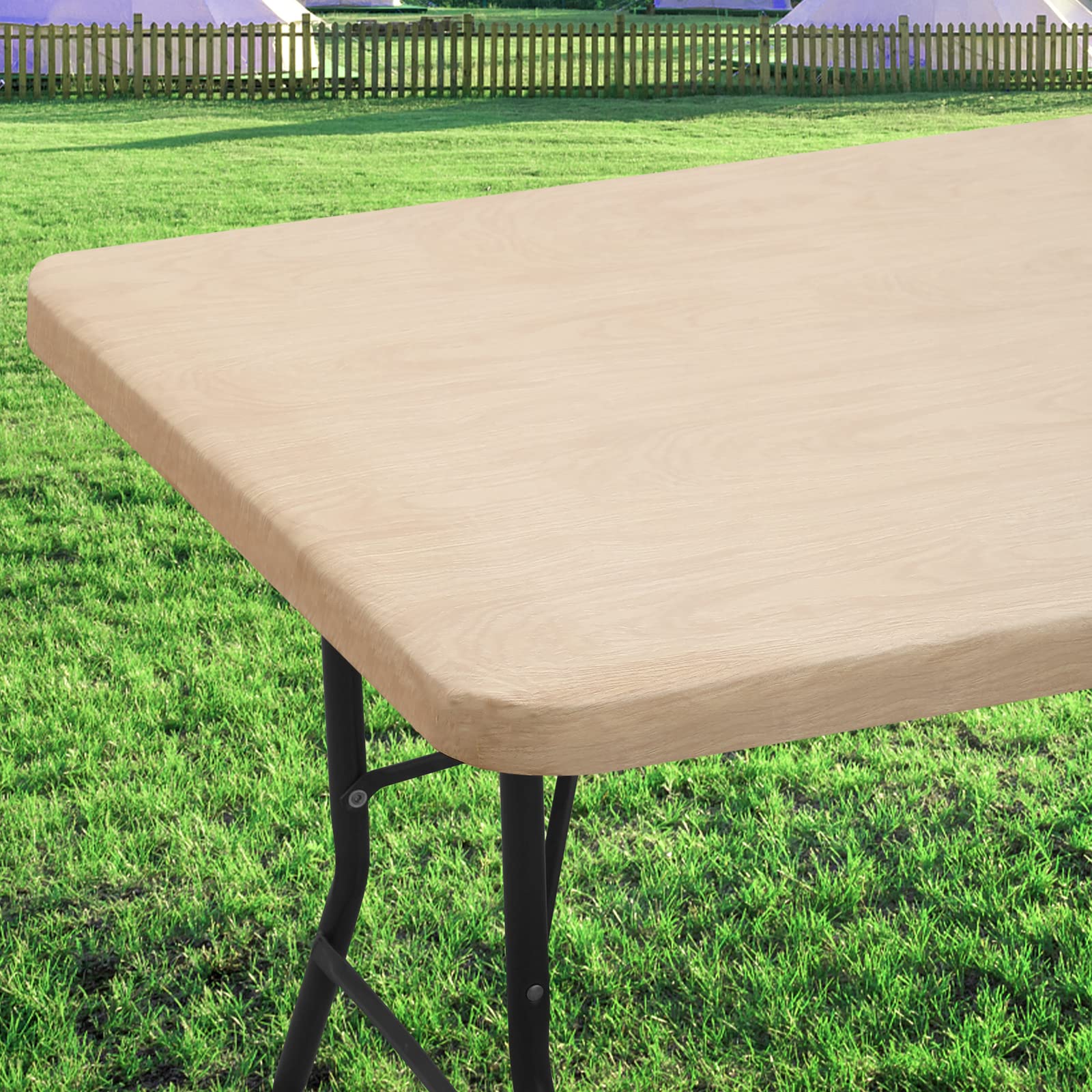 smiry Rectangle Tablecloth, Elastic Fitted Flannel Backed Vinyl ...