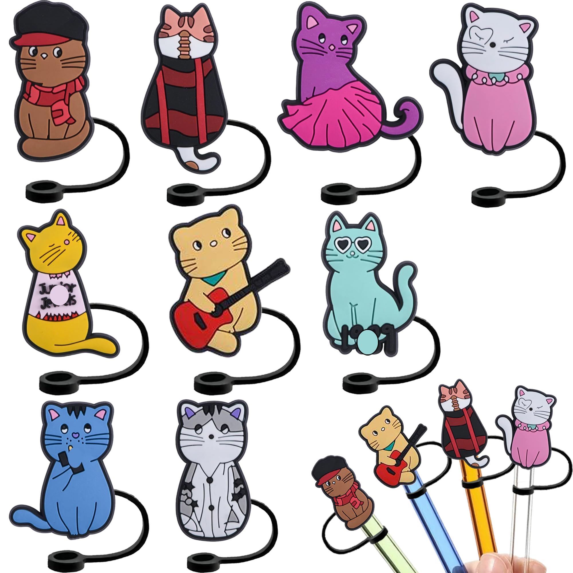 Amazon.com: 9 PCS Cat Straw Toppers for Bottle, Cat Straw Cover 8-10 mm ...